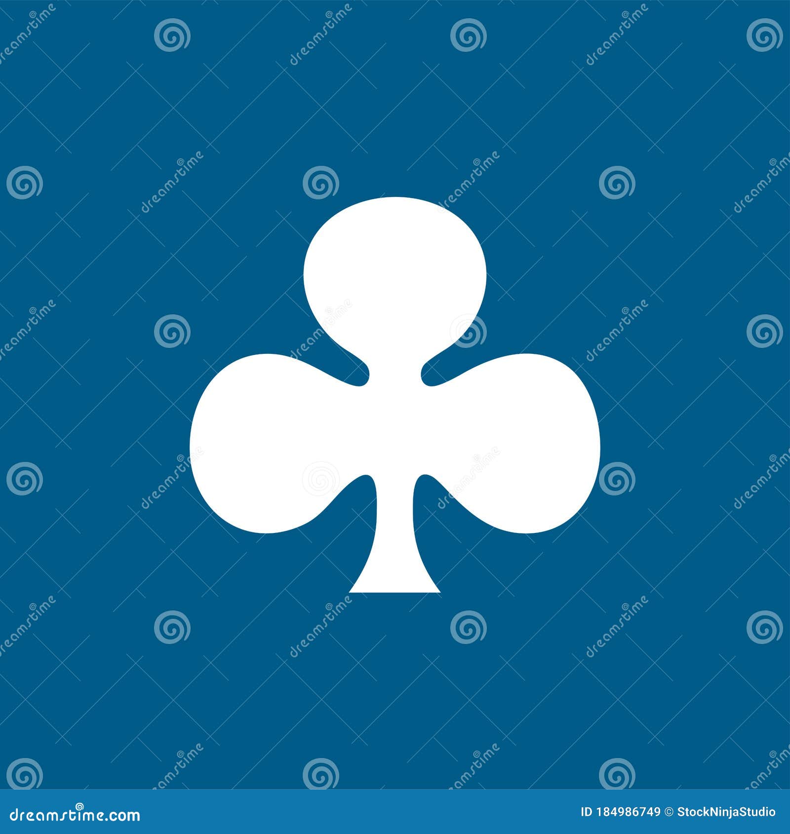 Playing Card Club Icon on Blue Background. Blue Flat Style Vector ...
