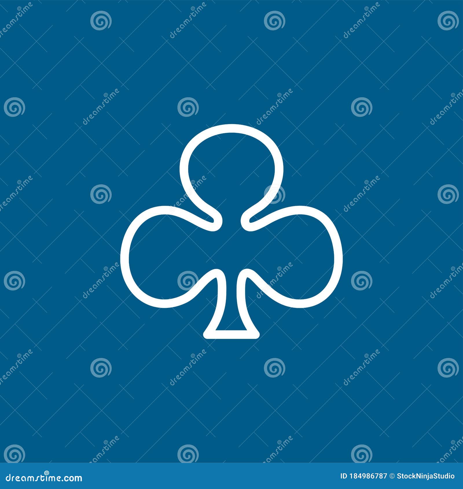 Playing Card Club Line Icon on Blue Background. Blue Flat Style Vector ...