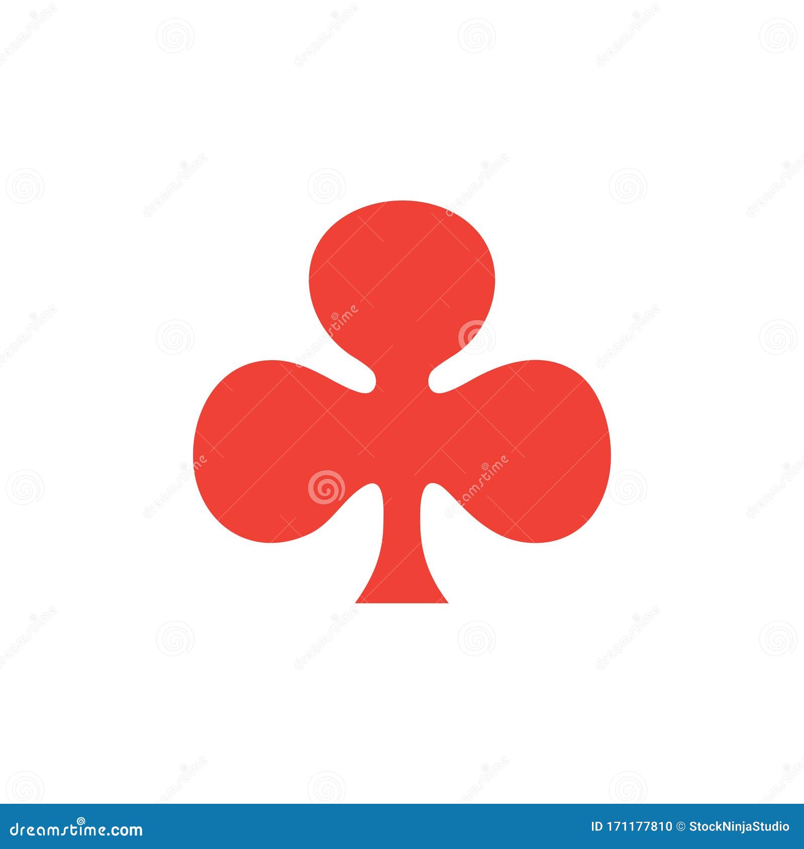 Playing Card Club Red Icon on White Background. Red Flat Style Vector ...