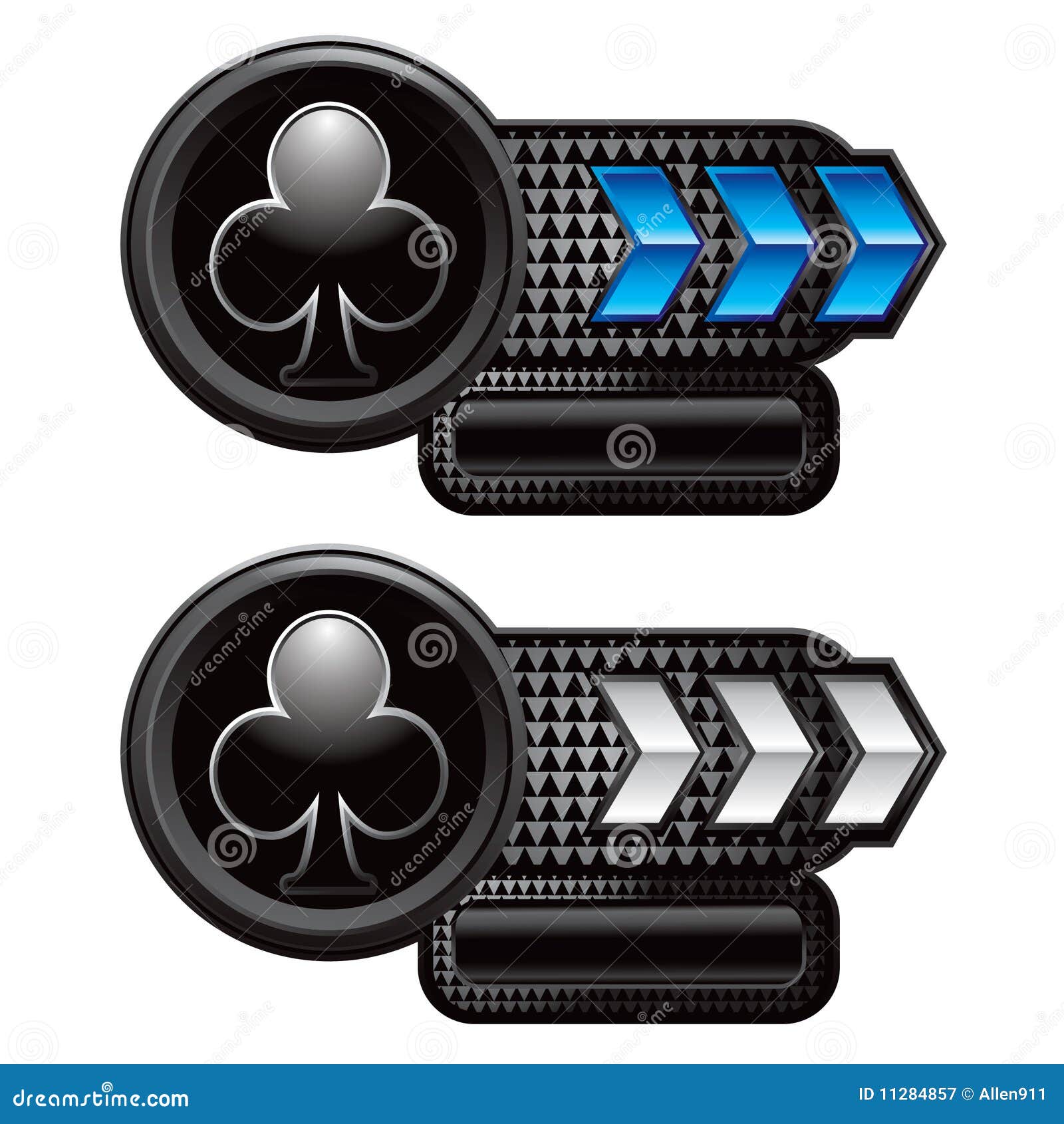 Playing Card Club Suit on Checkered Arrow Banners Stock Vector ...