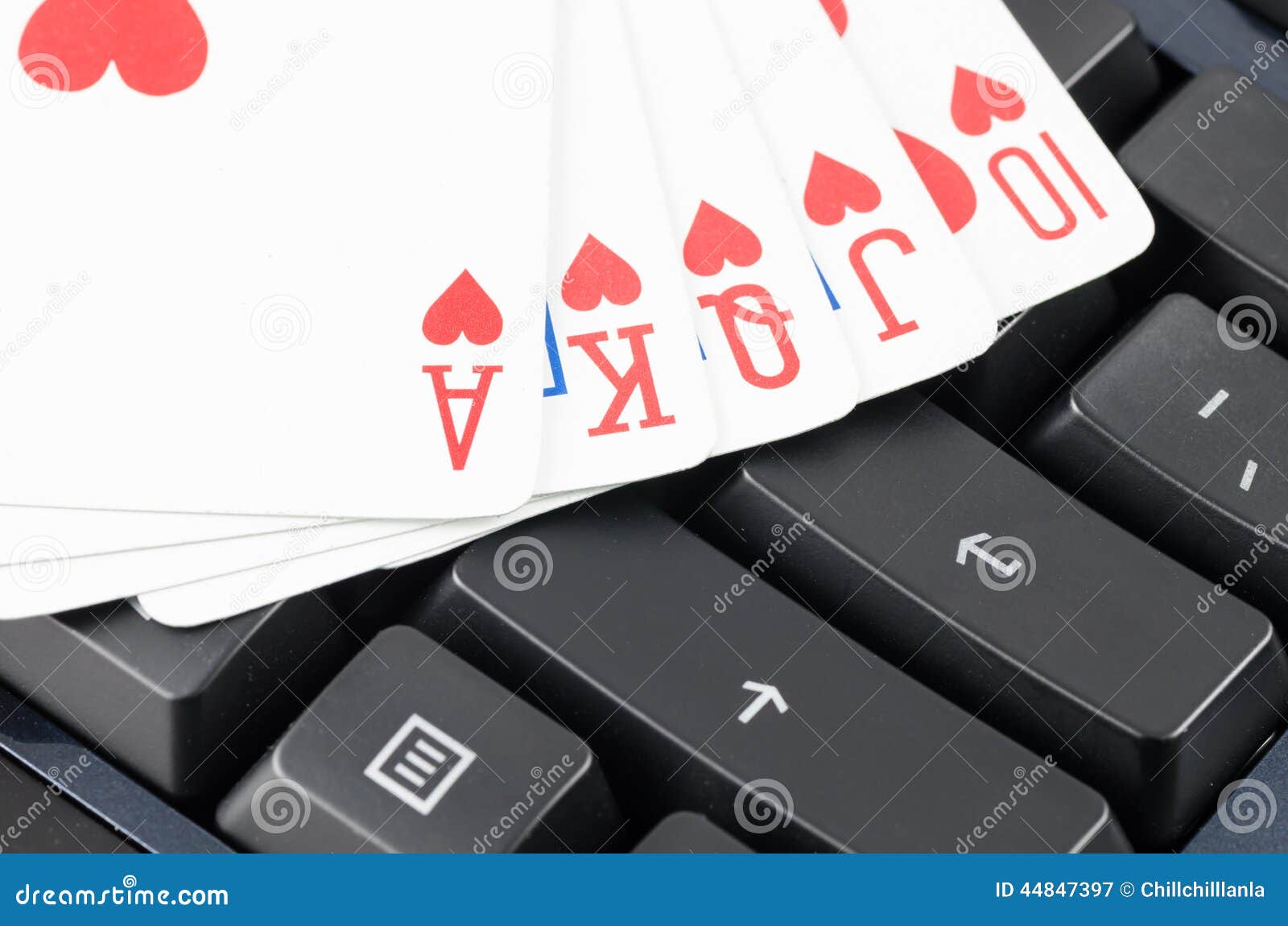 Playing Card on the Computer Keyboard Stock Image - Image of computer ...