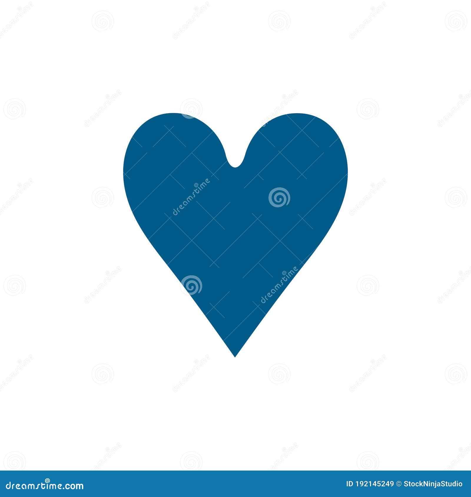 Playing Card Heart Blue Icon on White Background. Blue Flat Style ...