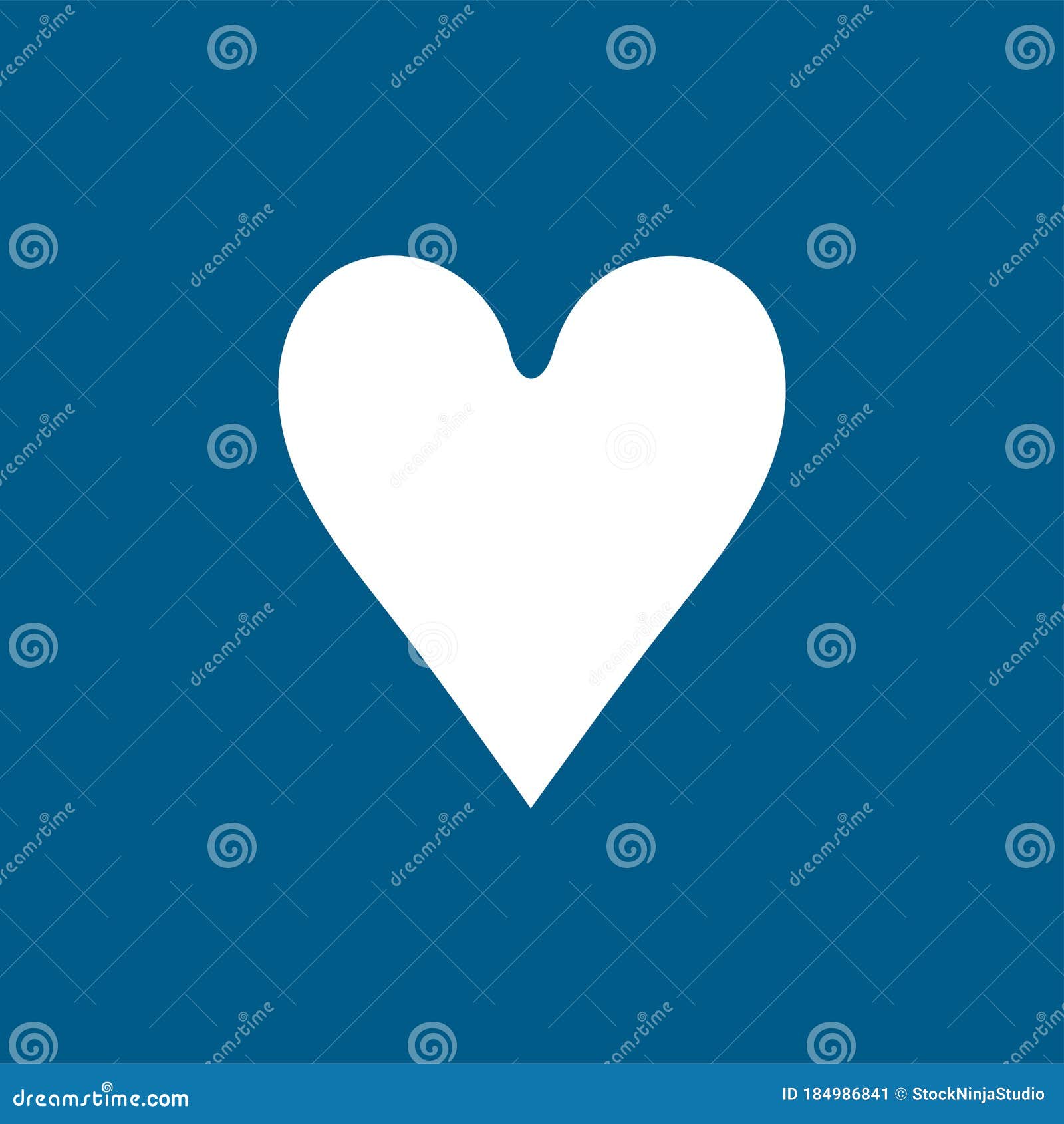 Playing Card Heart Icon on Blue Background. Blue Flat Style Vector ...