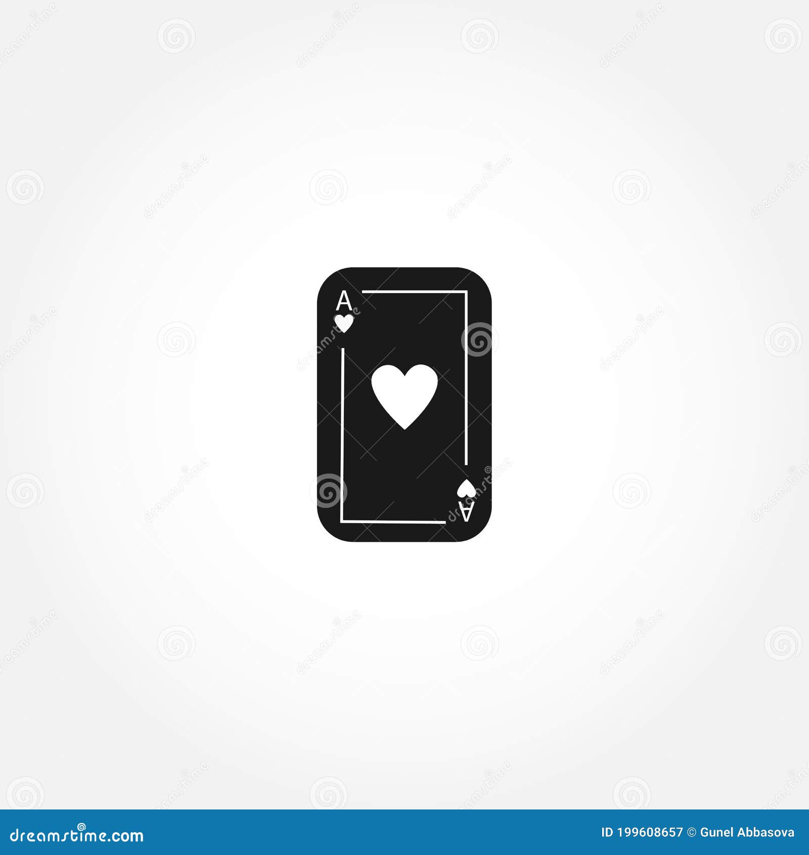 Playing Card Icon. Ace Heart Isolated Solid Icon Stock Vector ...