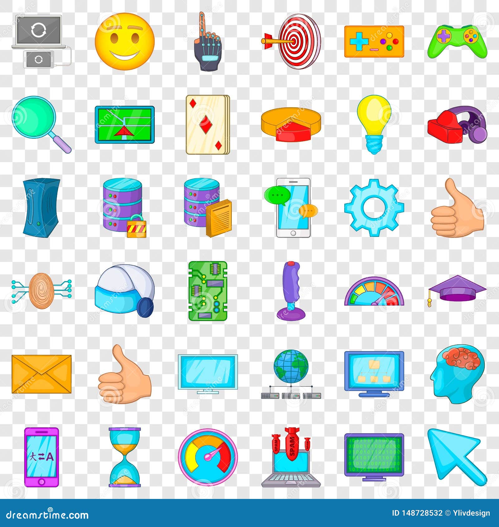 Playing Card Icons Set, Cartoon Style Stock Vector - Illustration of ...