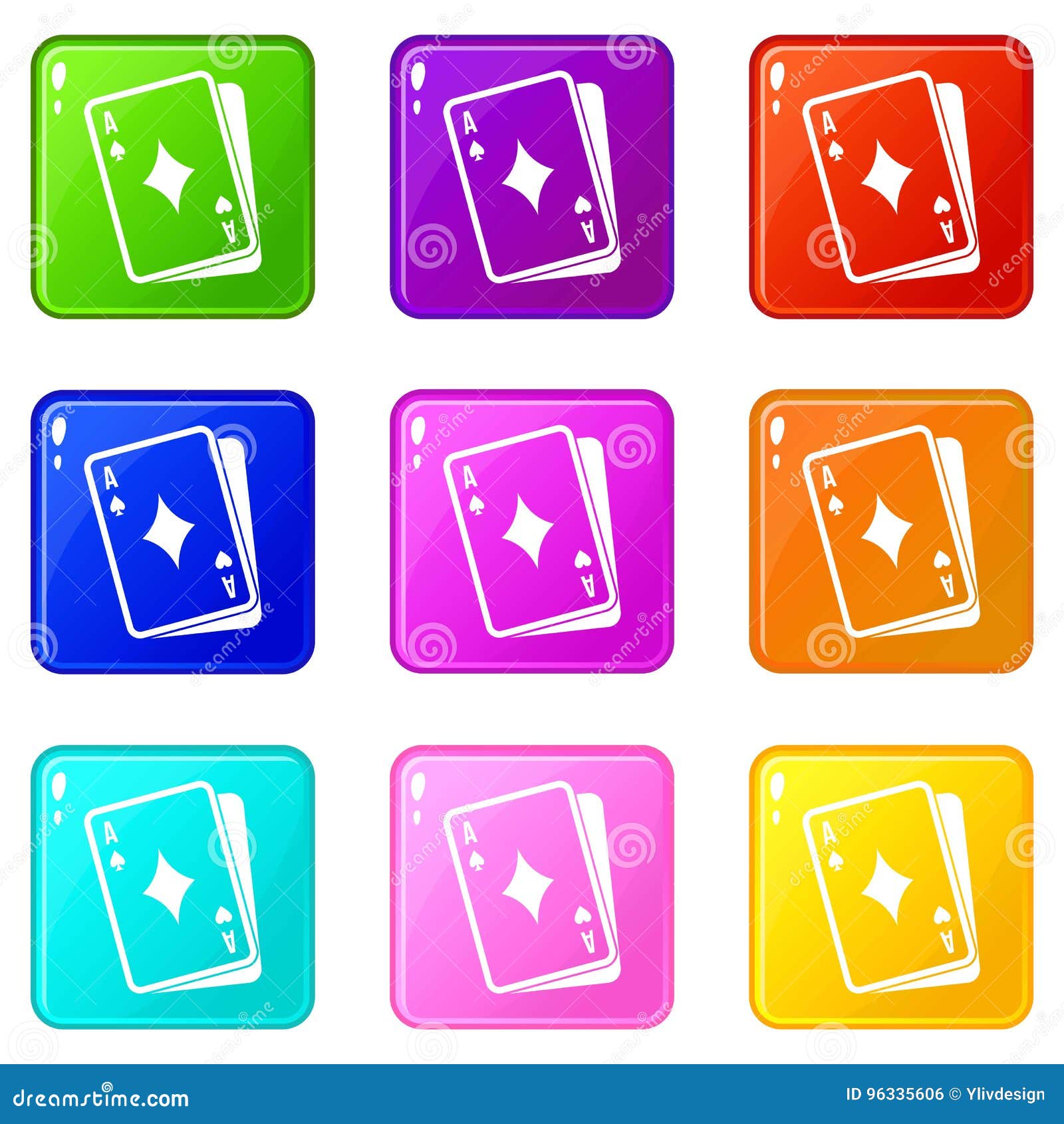Playing card icons 9 set stock vector. Illustration of icon - 96335606