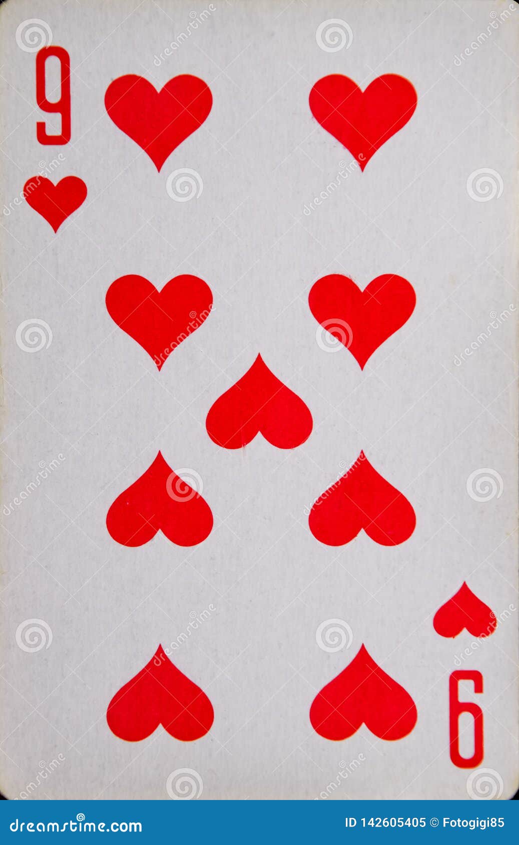 Playing Card Nine of Hearts, Suit of Hearts Stock Image - Image of ...