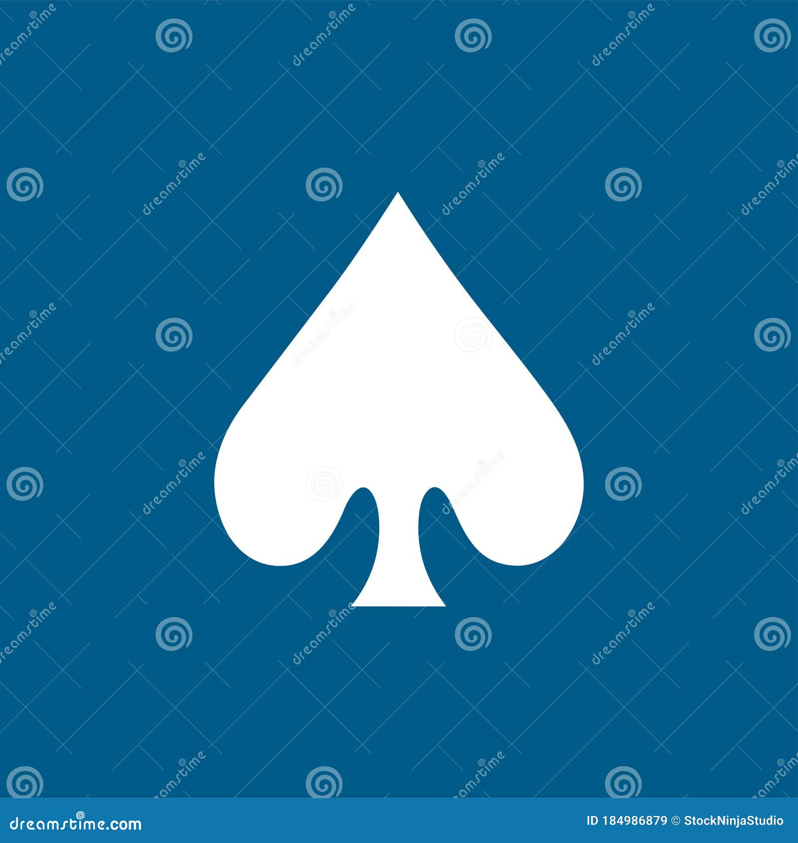 Playing Card Spade Icon on Blue Background. Blue Flat Style Vector ...