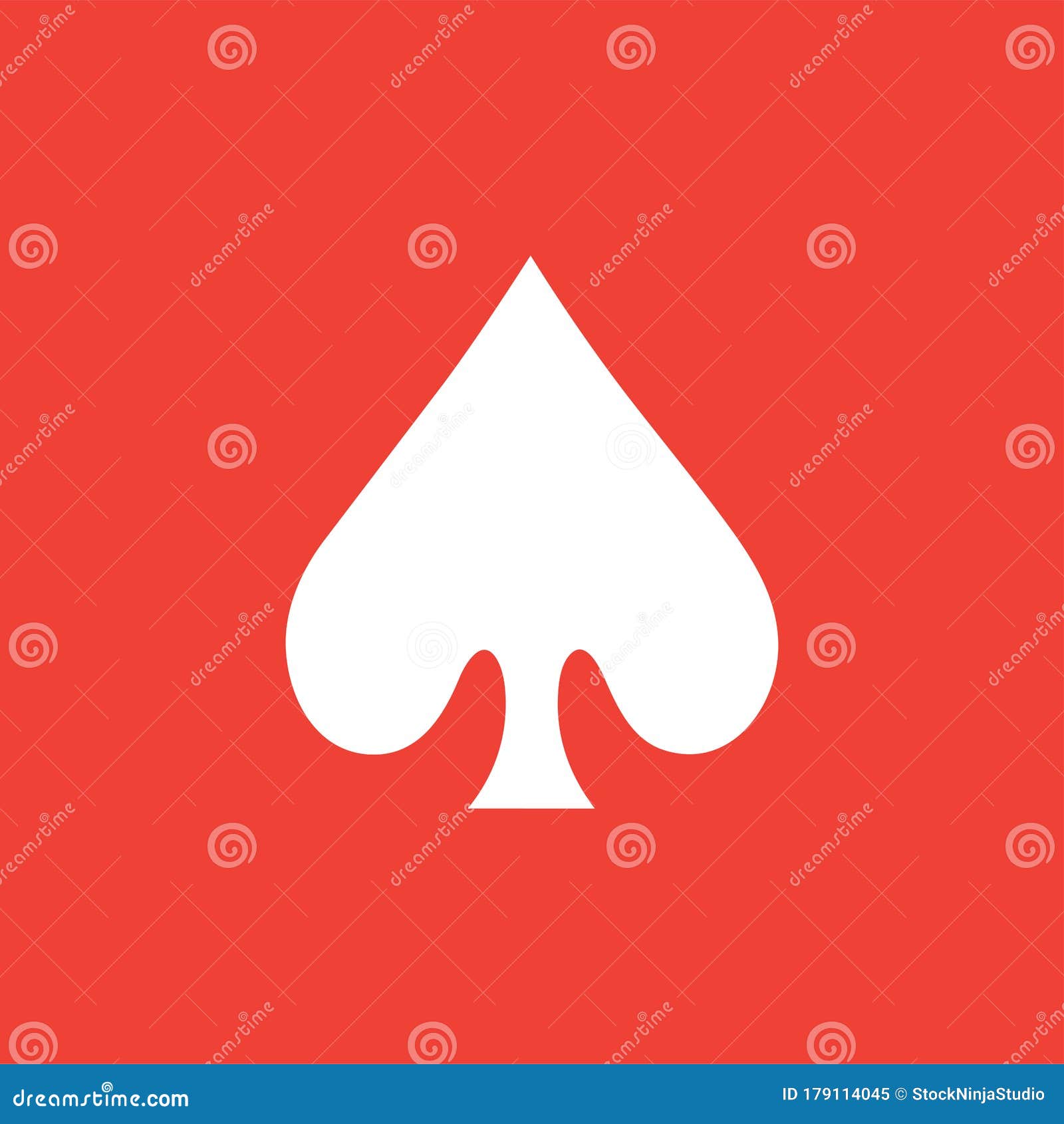 Playing Card Spade Icon on Red Background. Red Flat Style Vector ...