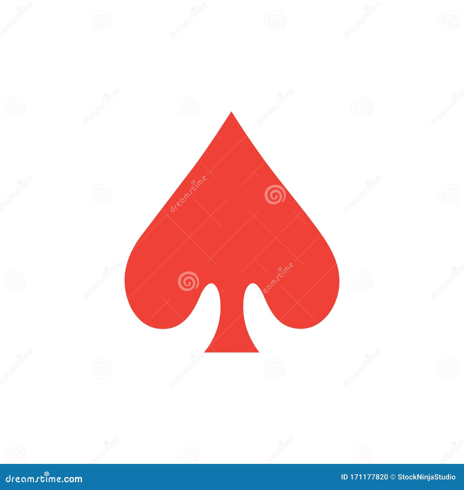 Playing Card Spade Red Icon on White Background. Red Flat Style Vector ...