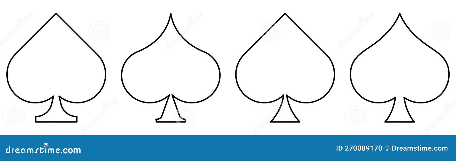 Playing Card Spade Suit Line Icons Stock Vector - Illustration of heart ...