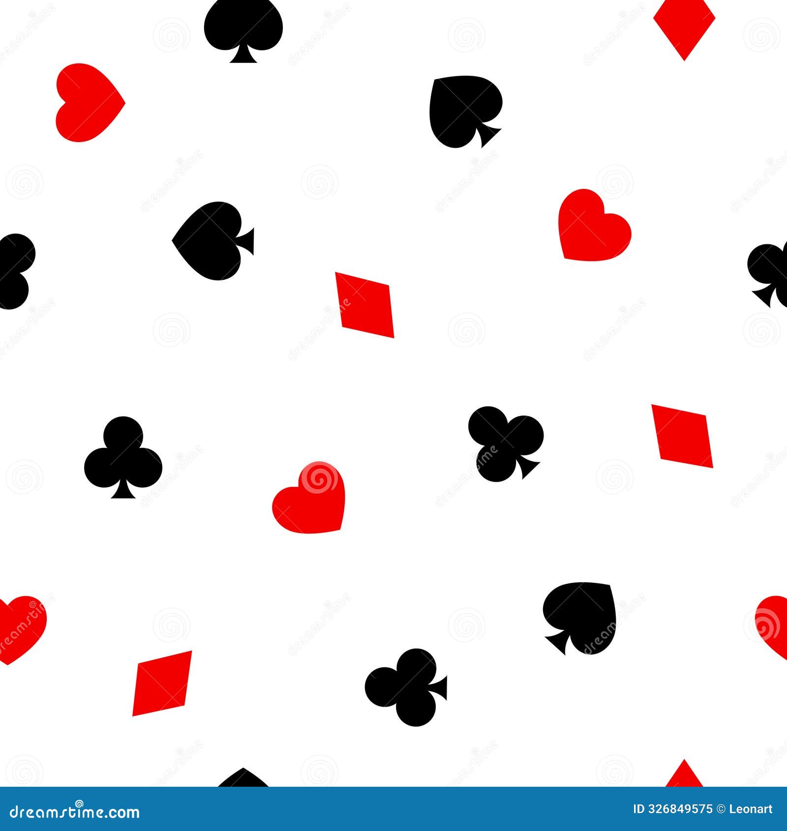 Playing Card Symbols Seamless Pattern. Isolated on White Background ...
