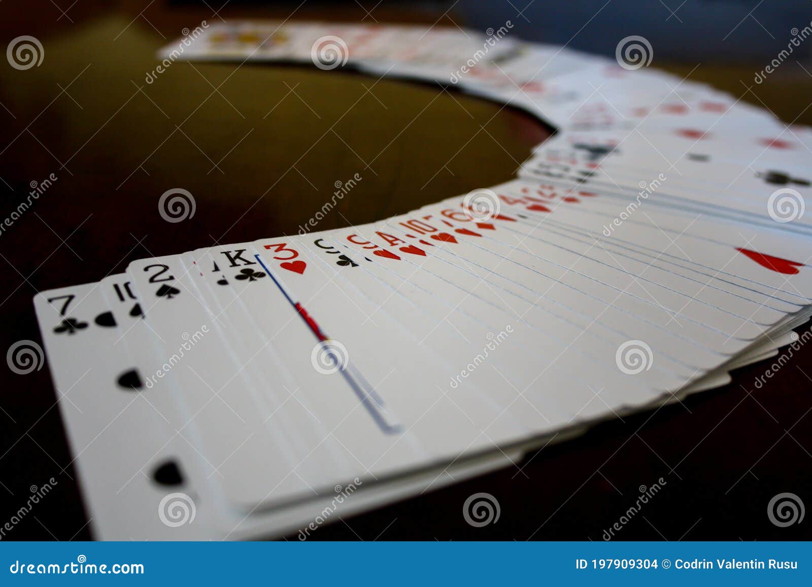 Playing Cards Arrange in a Semi Circle Stock Photo - Image of remote ...