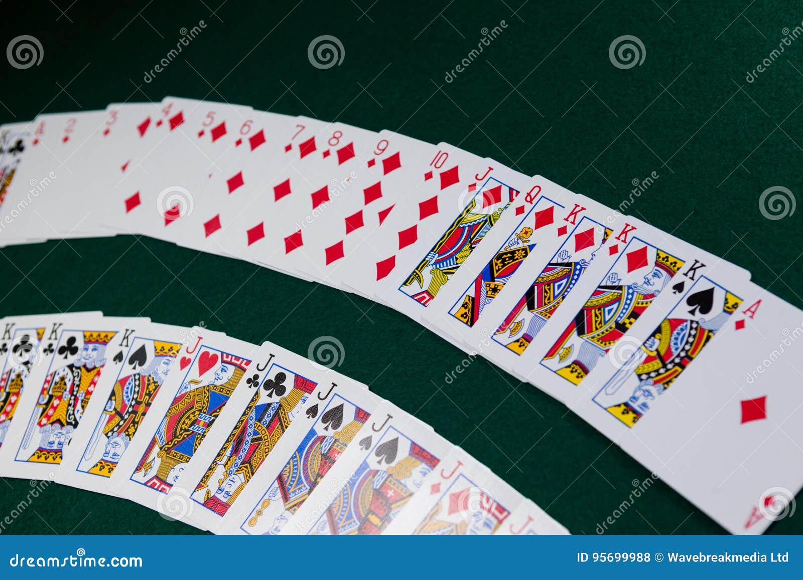 Playing Cards Arranged on Poker Table Stock Photo - Image of order ...