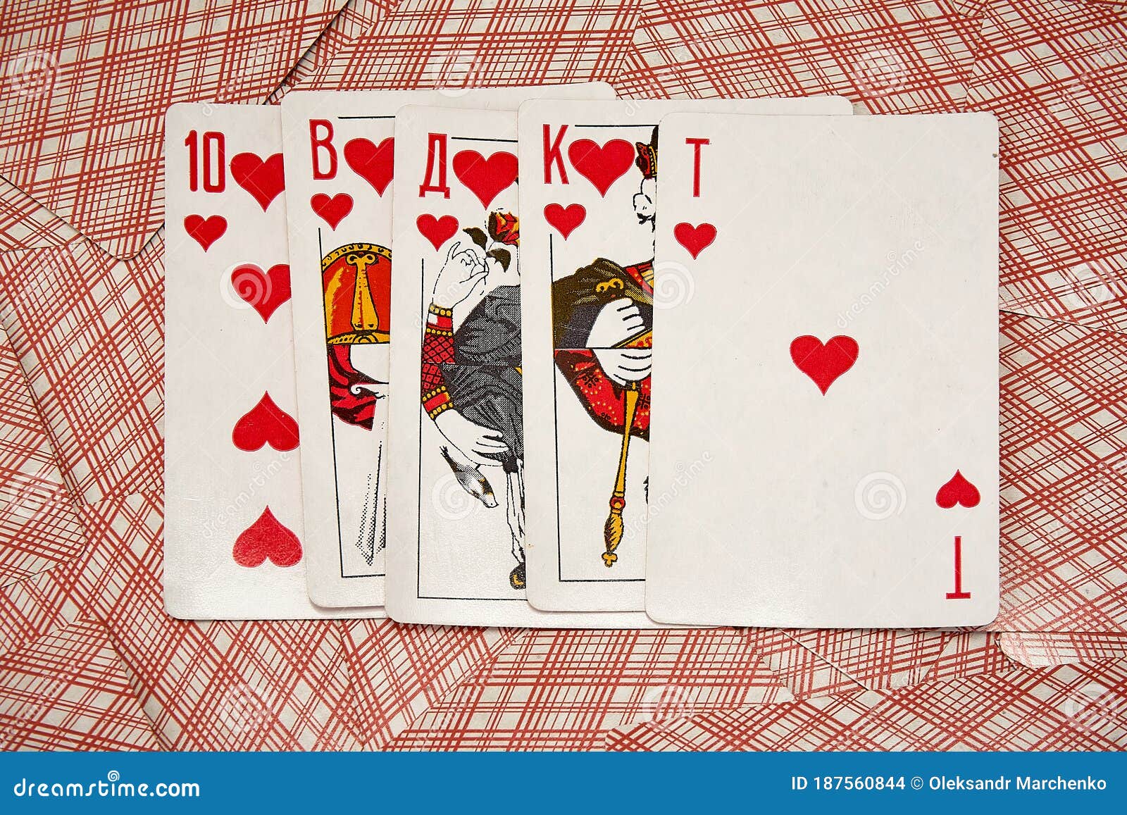 Playing Cards on the Background of Scattered Inverted Cards. Stock ...