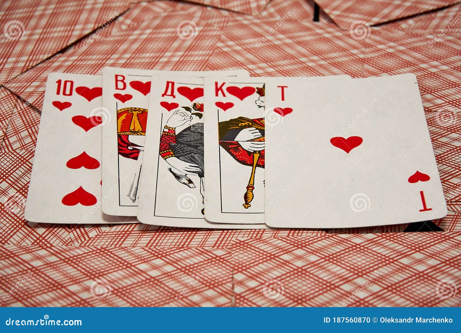 Playing Cards on the Background of Scattered Inverted Cards. Stock ...
