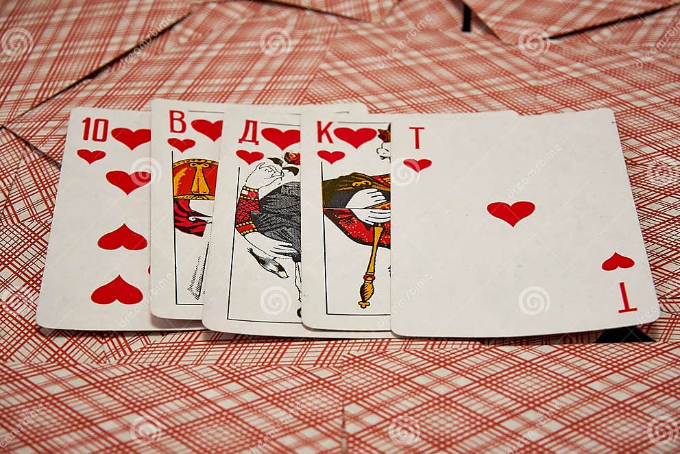 Playing Cards on the Background of Scattered Inverted Cards. Stock ...