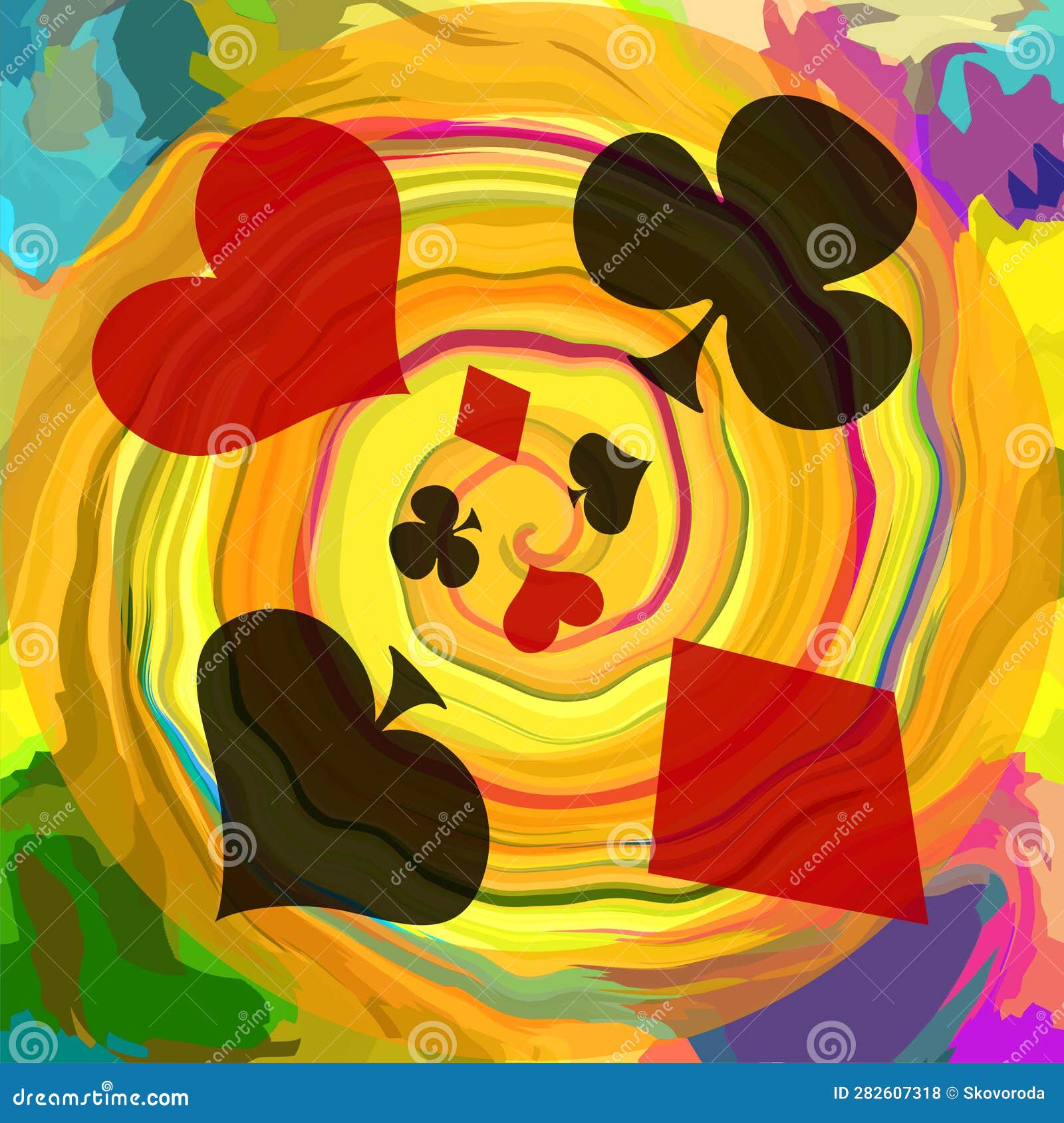 Playing Cards Bright Design Stock Illustration - Illustration of suit ...