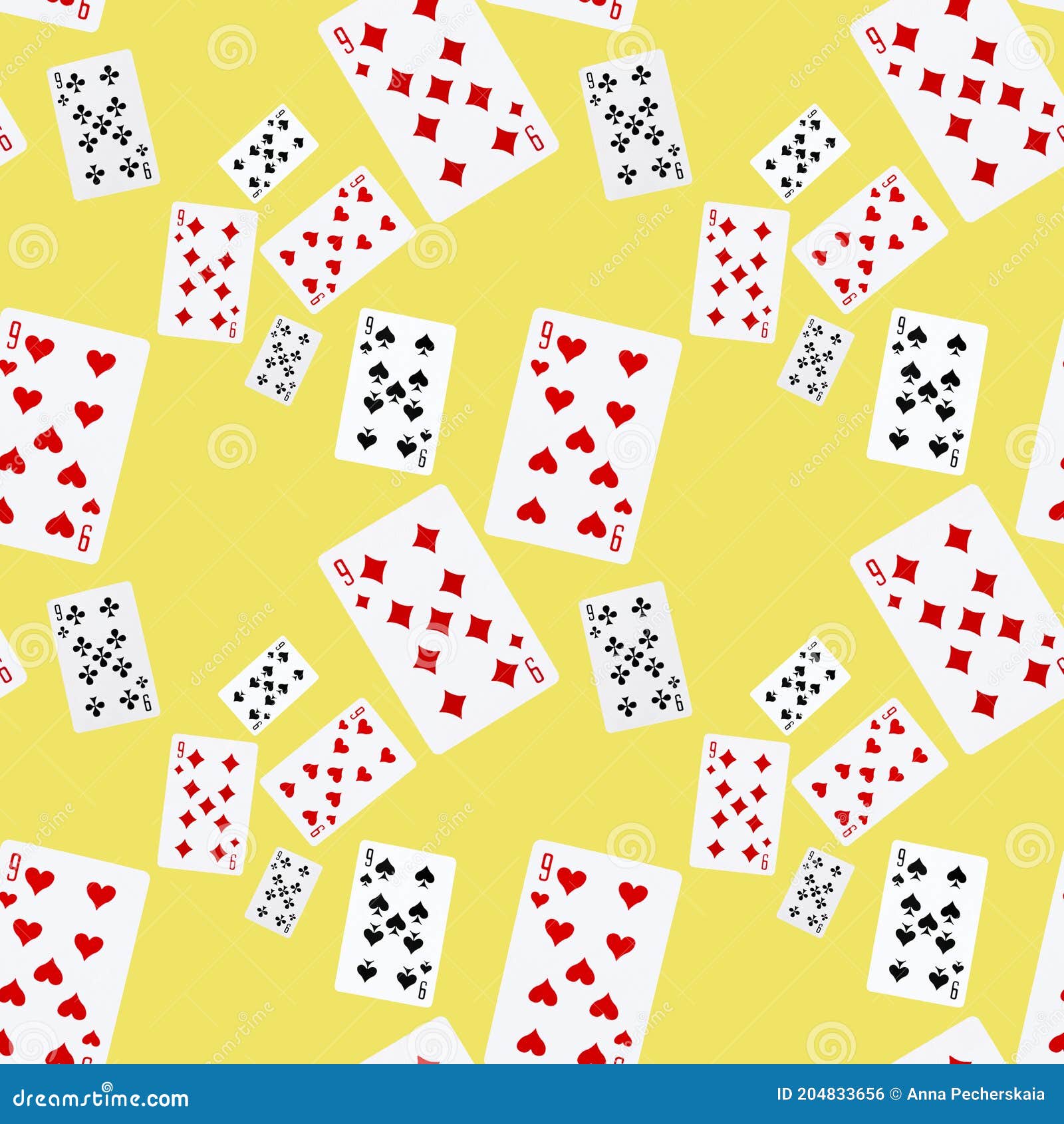 Playing Cards in Bright Yellow. a Seamless Pattern. Color 2021. Map ...