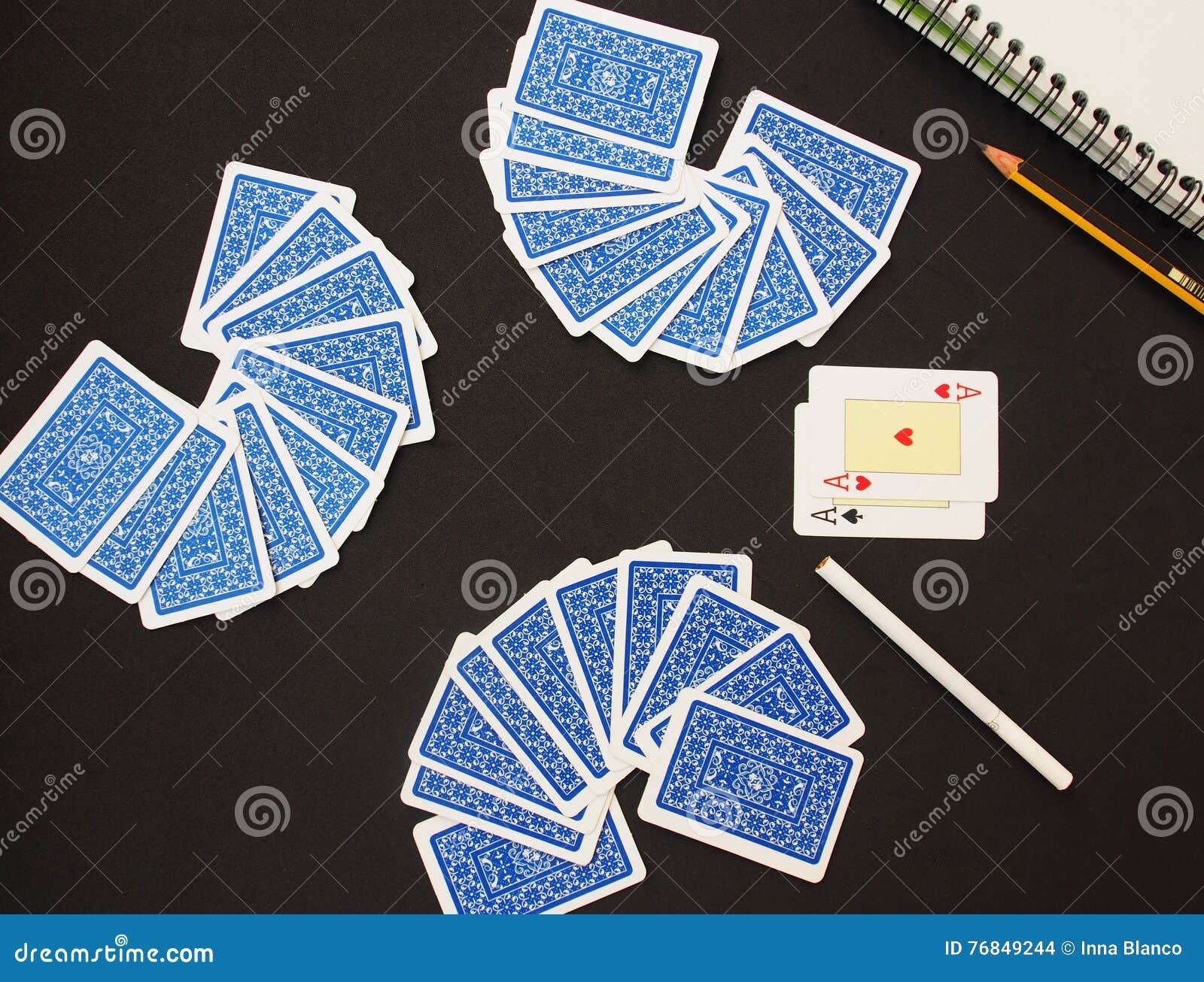 Playing Cards, Card Suit.Blue Deck of Playing Cards Over Black ...