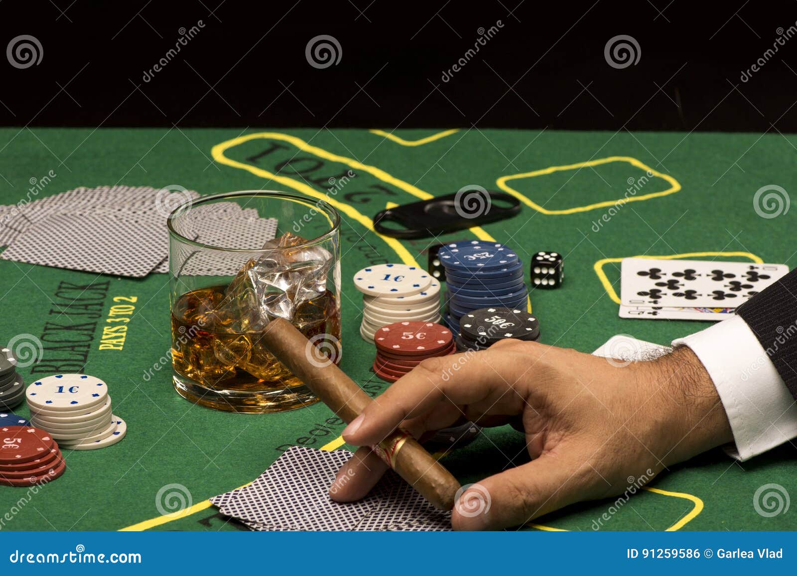Playing Cards on Casino Table Stock Photo - Image of drink, black: 91259586