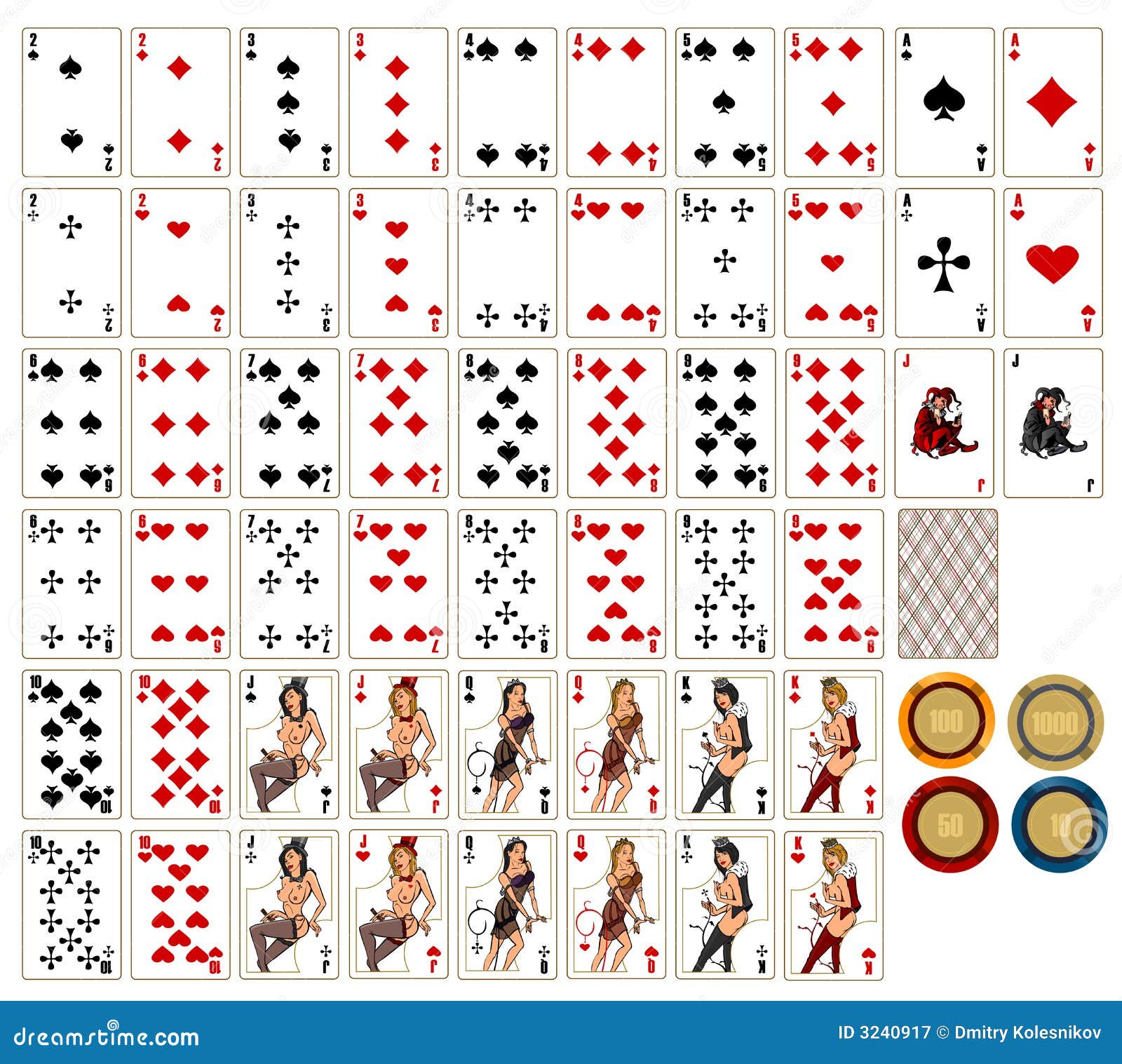 Playing Cards & Chesspieces Stock Illustration - Illustration of ...