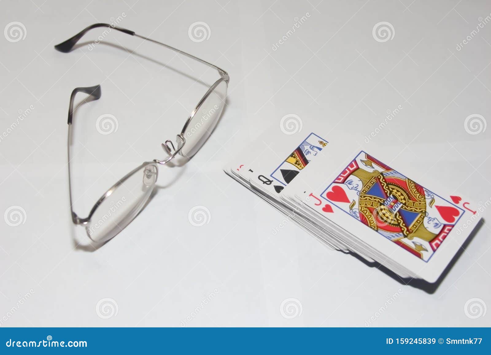 Playing Cards Close-up with Glasses Stock Image - Image of ...