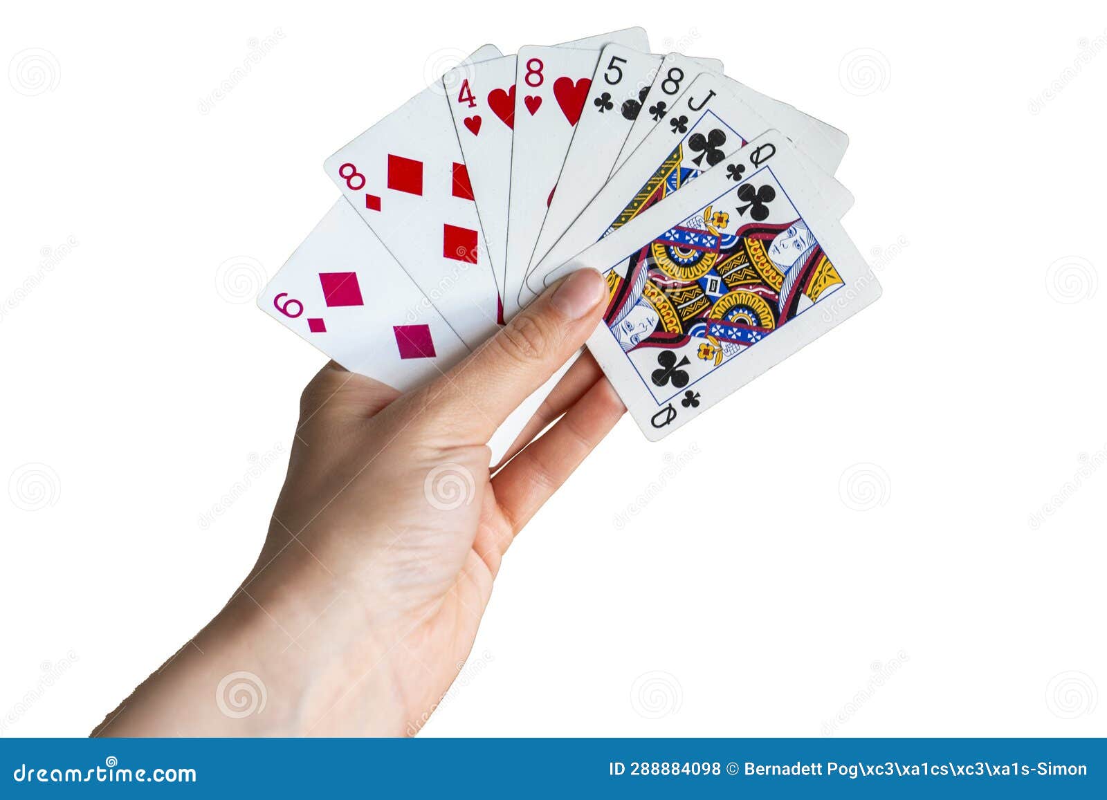Playing with Cards Close Up Isolated on White Background Stock Photo ...