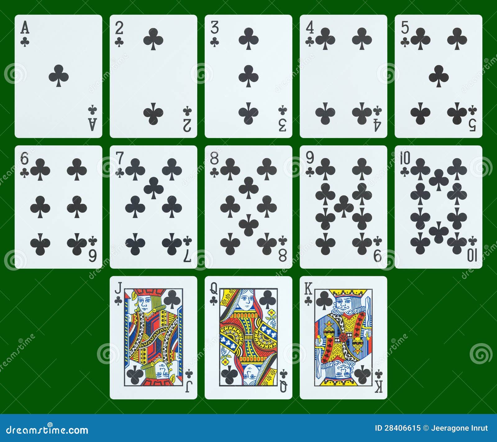 Playing cards - clubs stock illustration. Illustration of black - 28406615