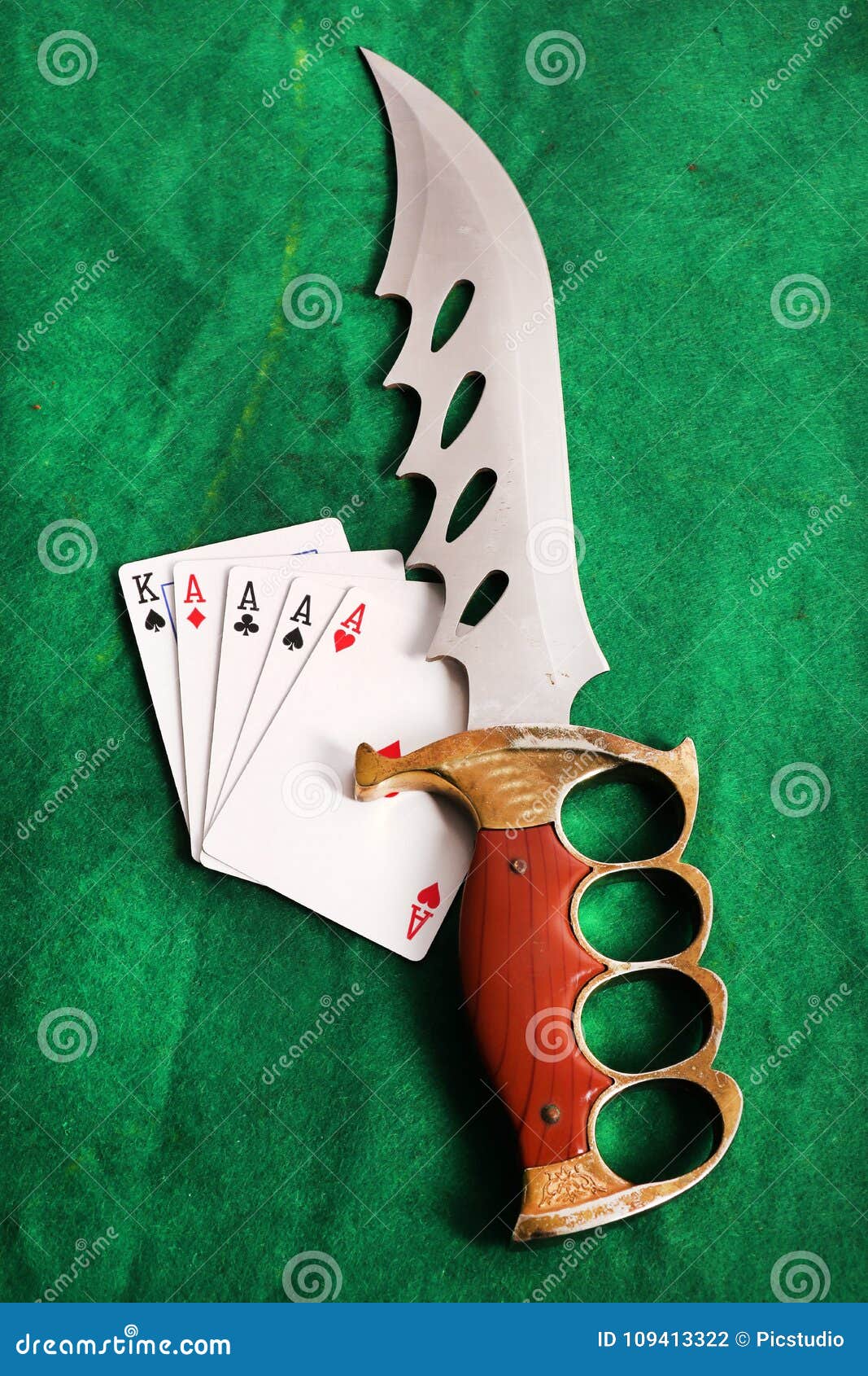 Playing cards and dagger stock photo. Image of sharp - 109413322
