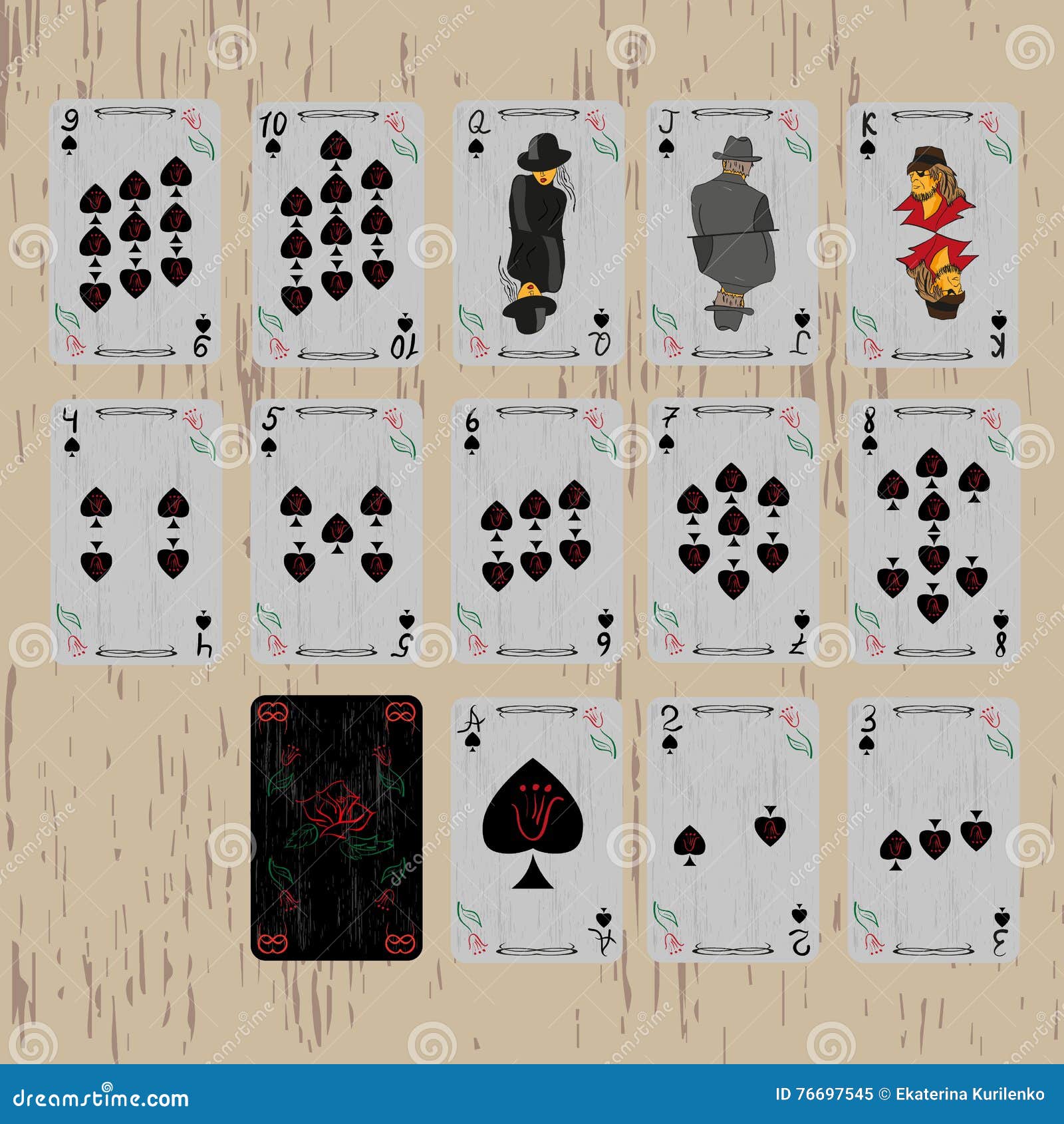 Playing cards deck spades stock vector. Illustration of telling - 76697545