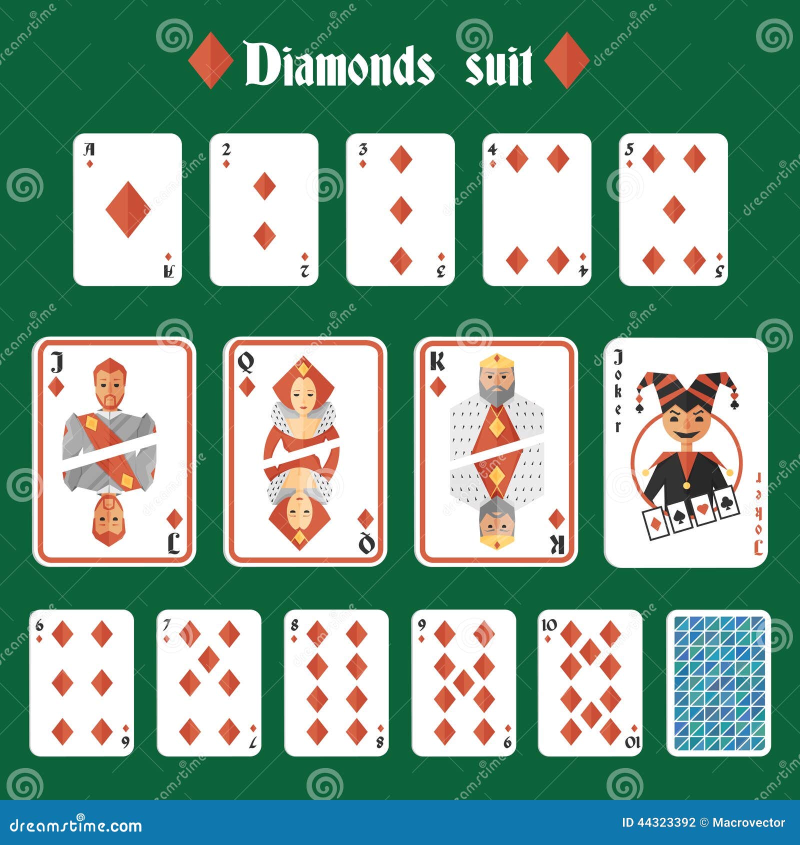 Playing cards diamonds set stock vector. Illustration of elements ...