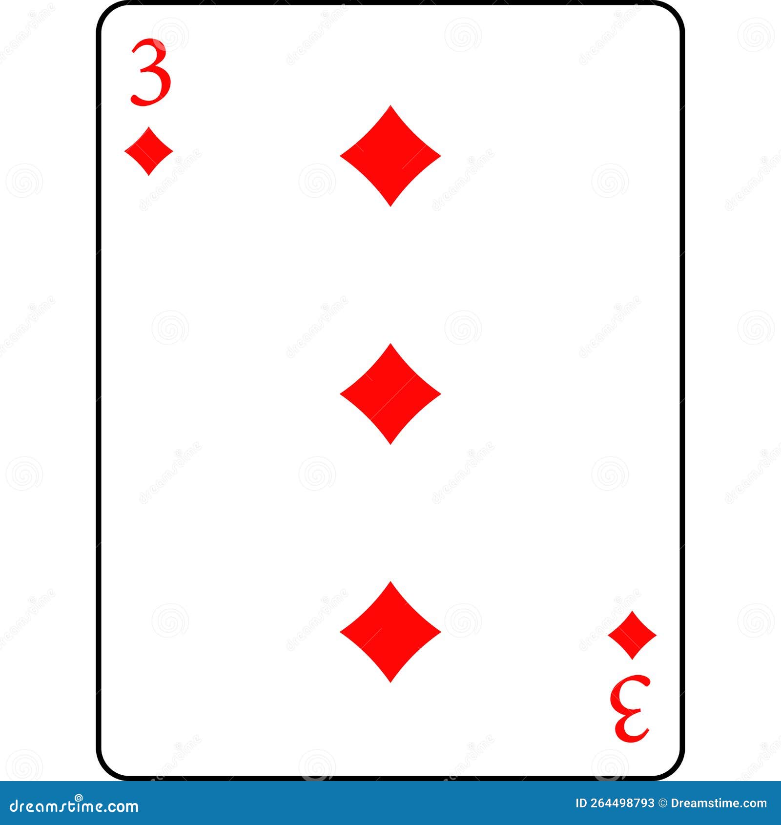 Diamonds Three. a Deck of Poker Cards Stock Vector - Illustration of ...