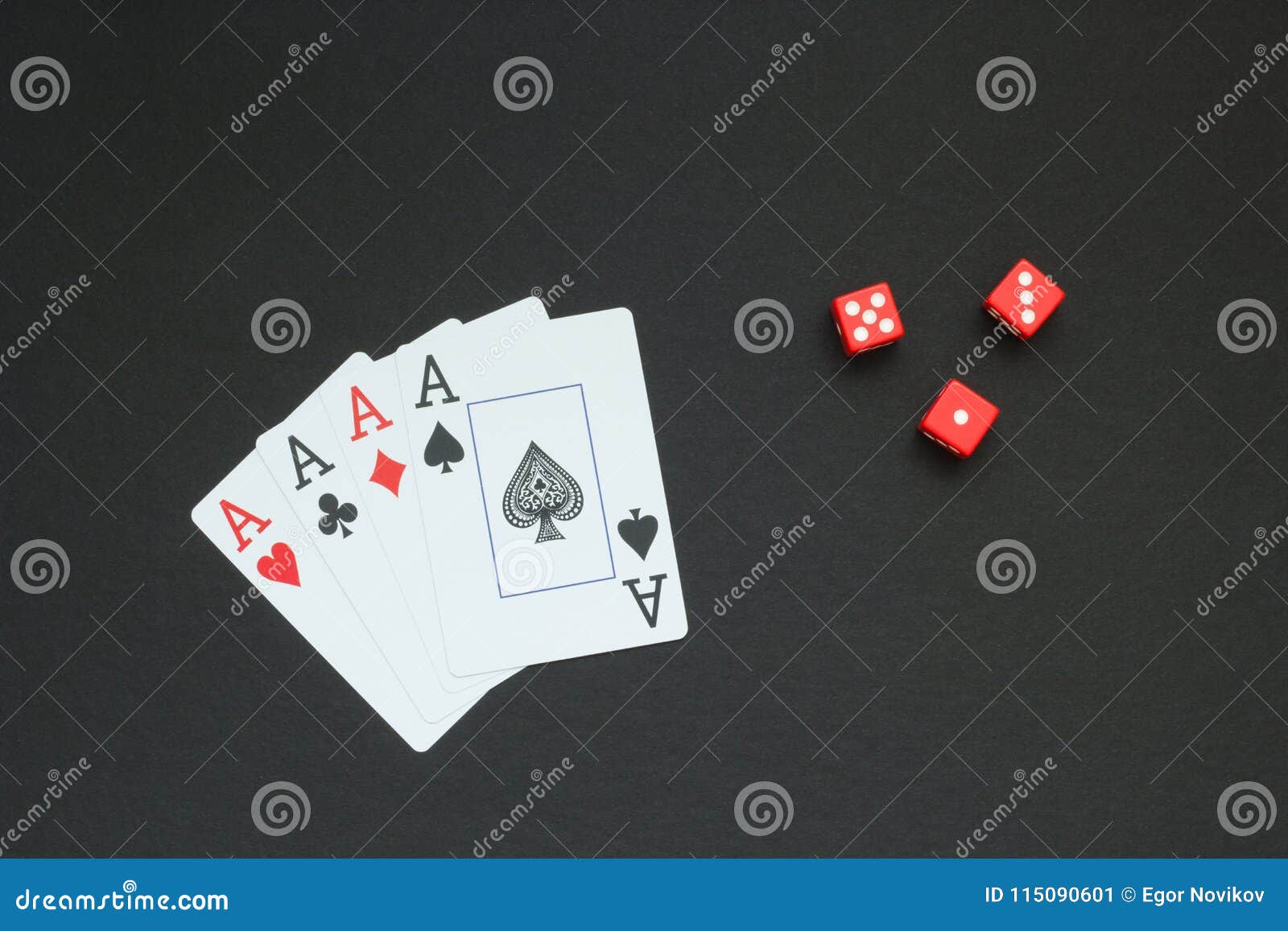 Playing Cards and Dice on Dark Fabric Stock Image - Image of club, cube ...