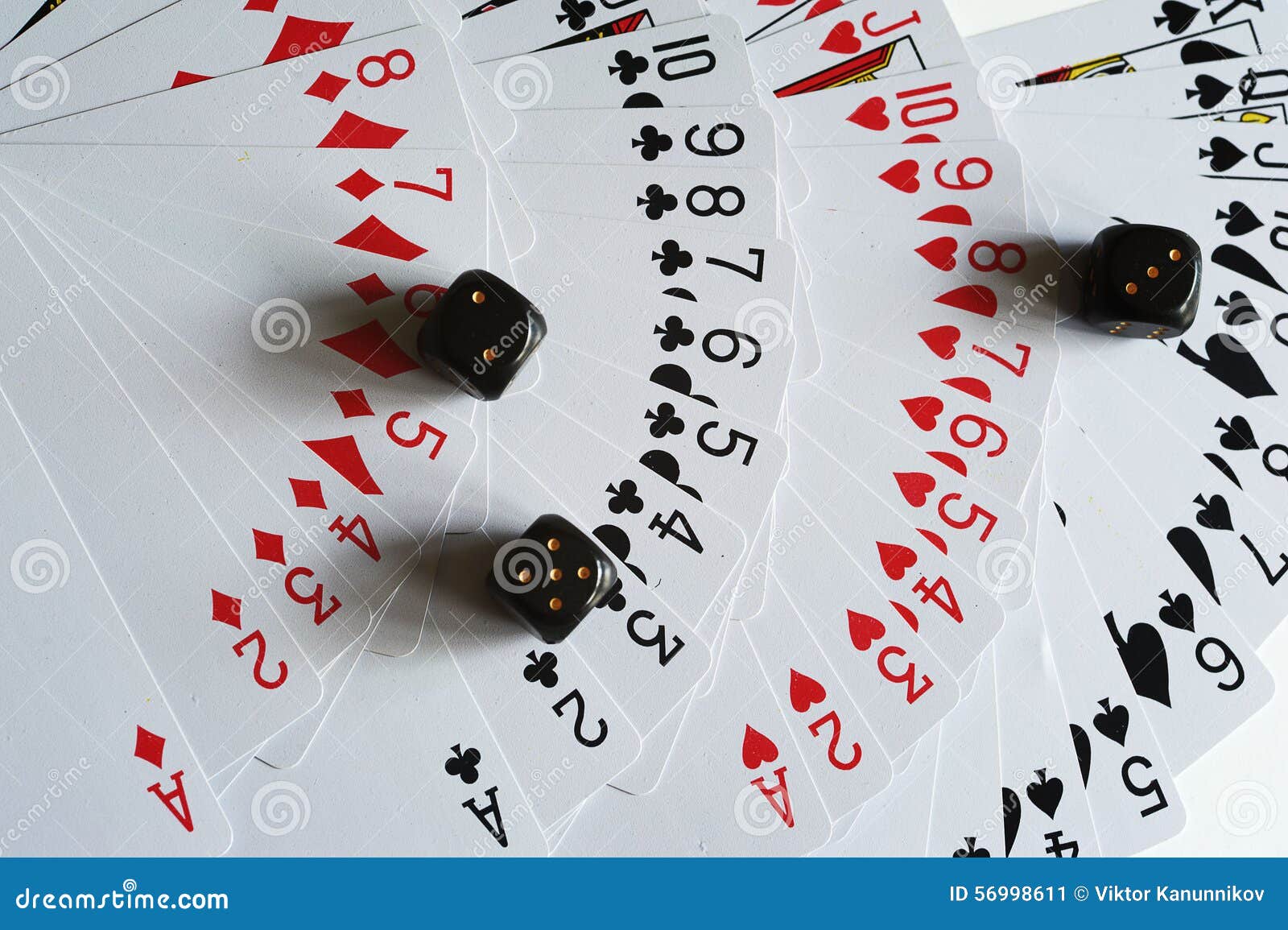 Playing cards and dice stock image. Image of spades, knave - 56998611