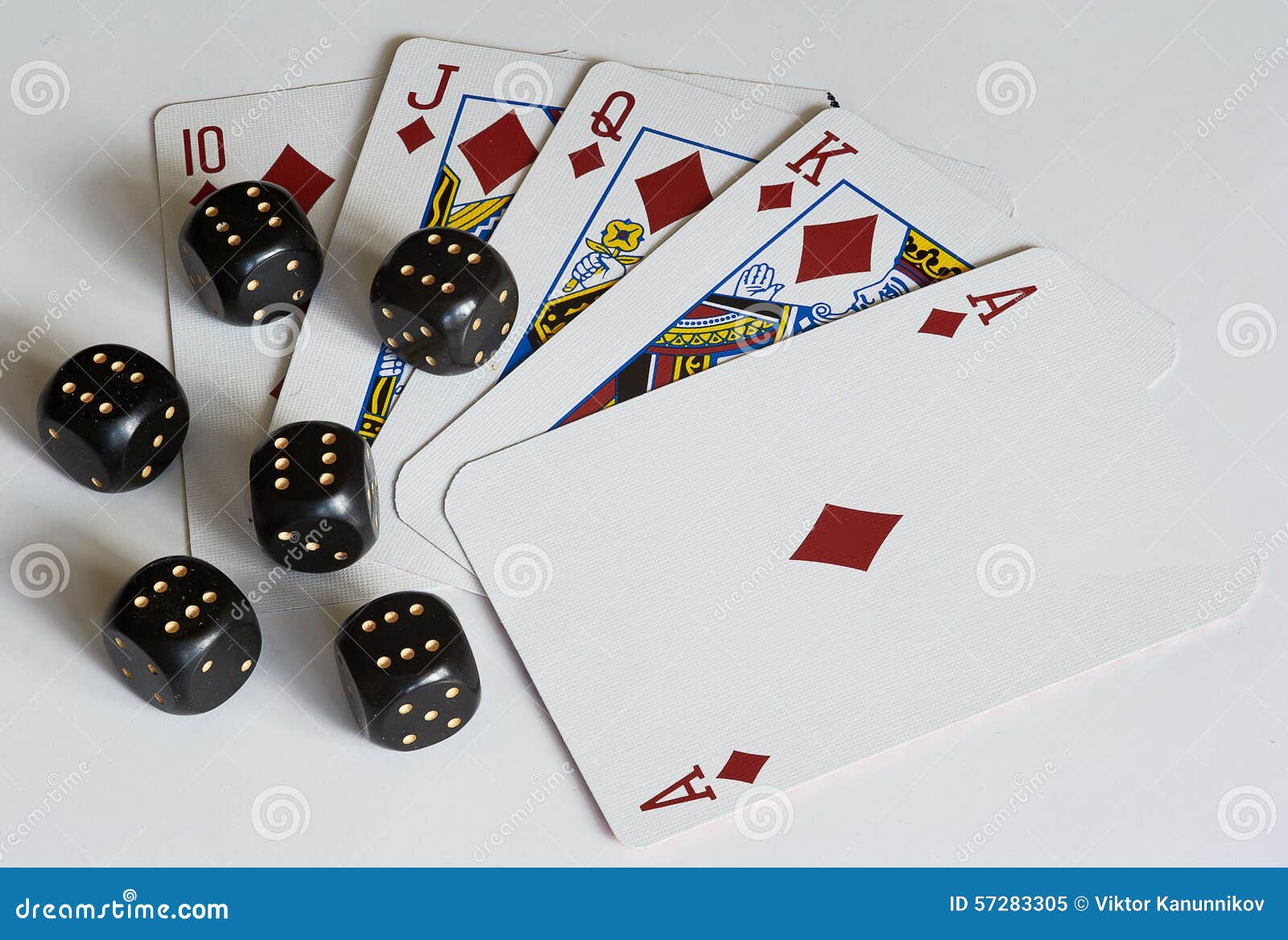 Playing cards and dice stock image. Image of king, hearts - 57283305