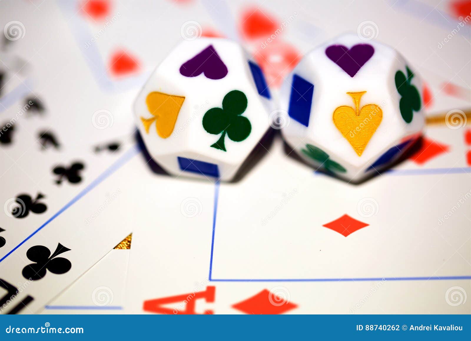 Playing Cards and Dice are on the Table Stock Photo - Image of chips ...