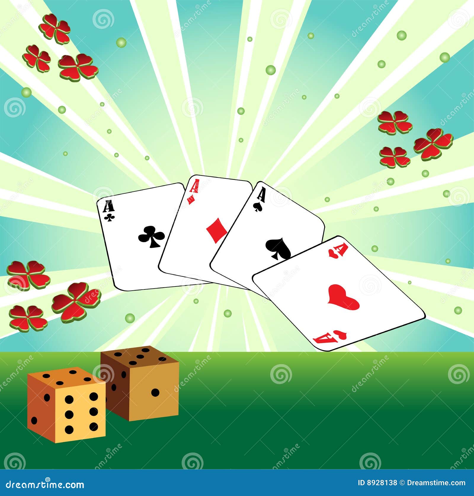 Playing cards and dices stock vector. Illustration of gaming - 8928138