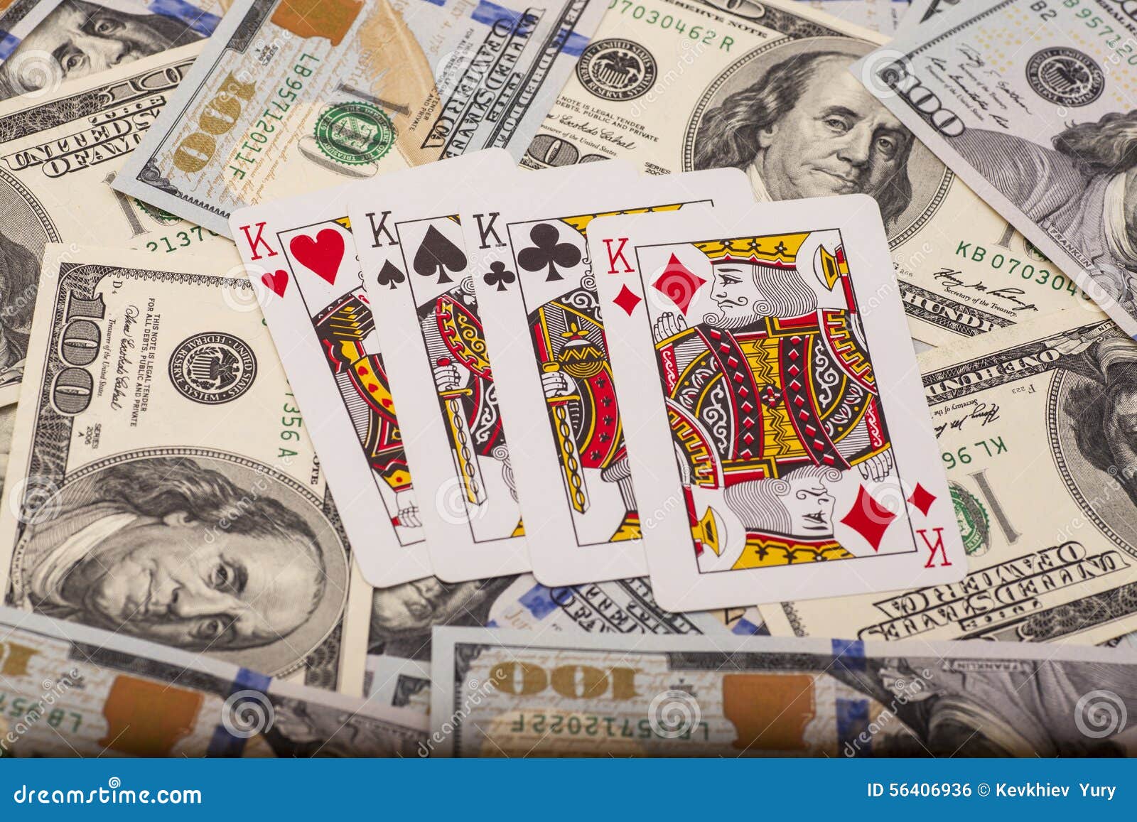 Playing cards and dollars stock photo. Image of game - 56406936