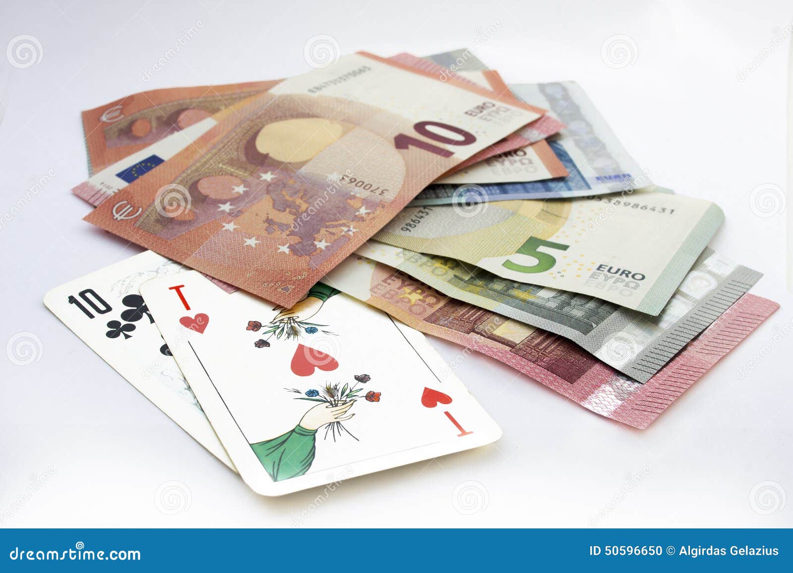 Playing Cards and Euro Currency Stock Photo - Image of gamble, fortune ...