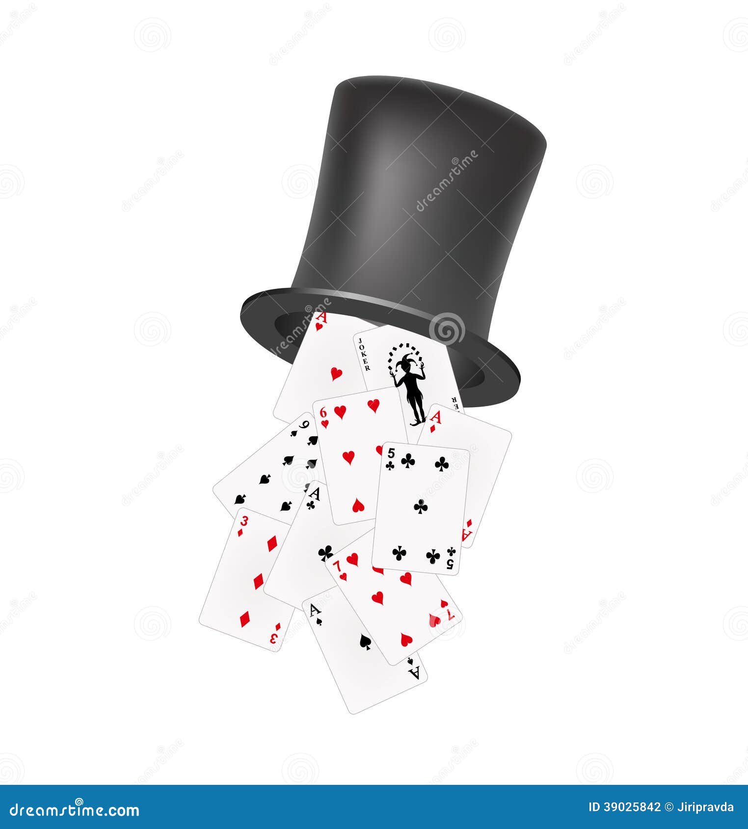 Playing Cards Falling Out of a Hat Stock Vector - Illustration of black ...