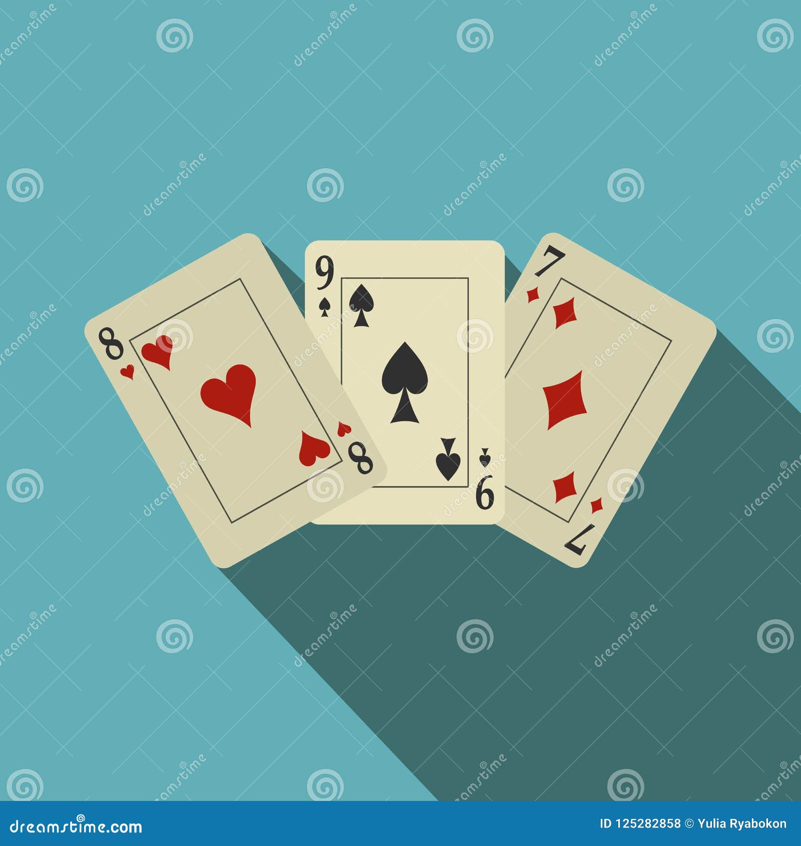 Playing cards flat stock illustration. Illustration of game - 125282858