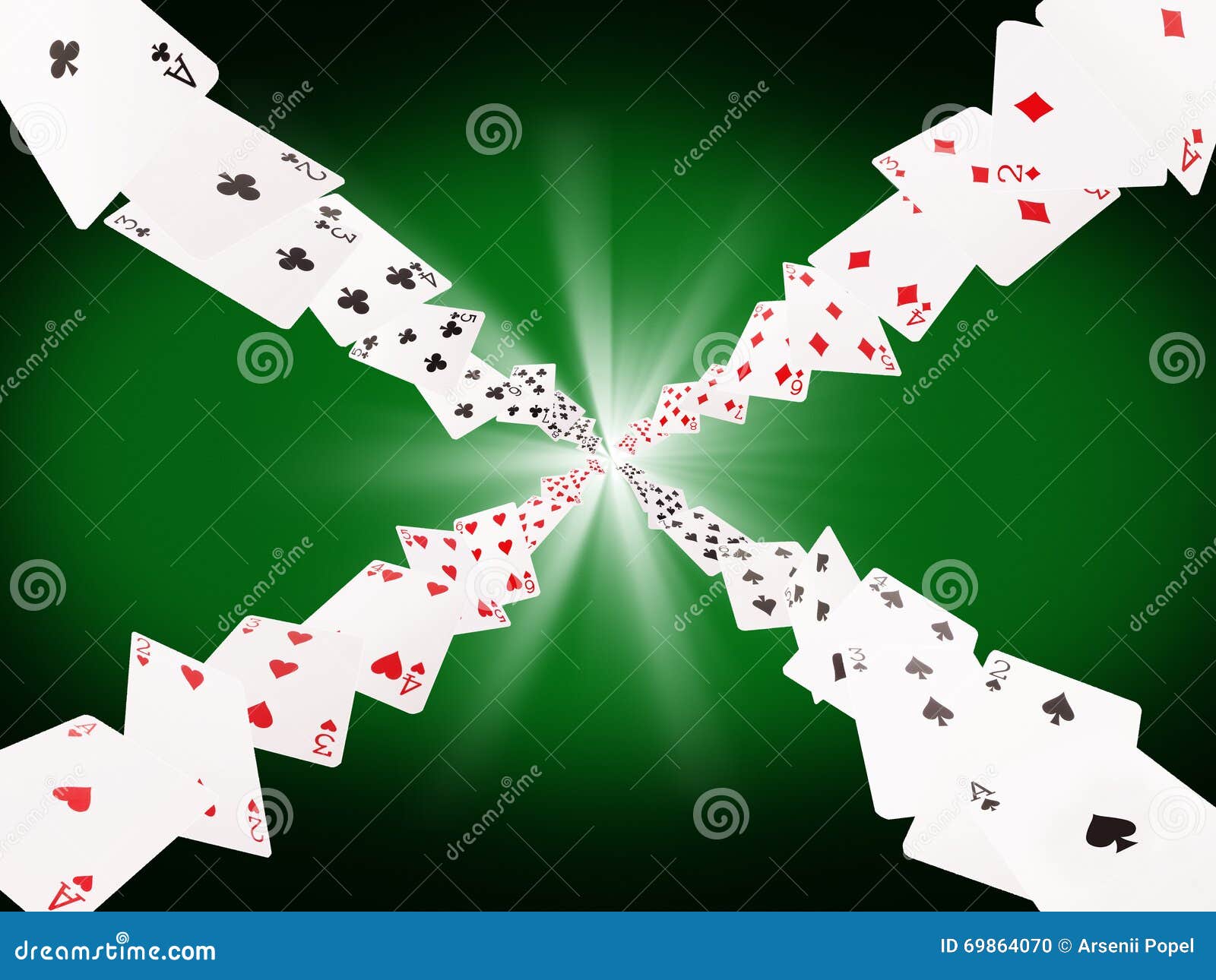 Playing Cards Flying at the Poker Table Stock Illustration ...