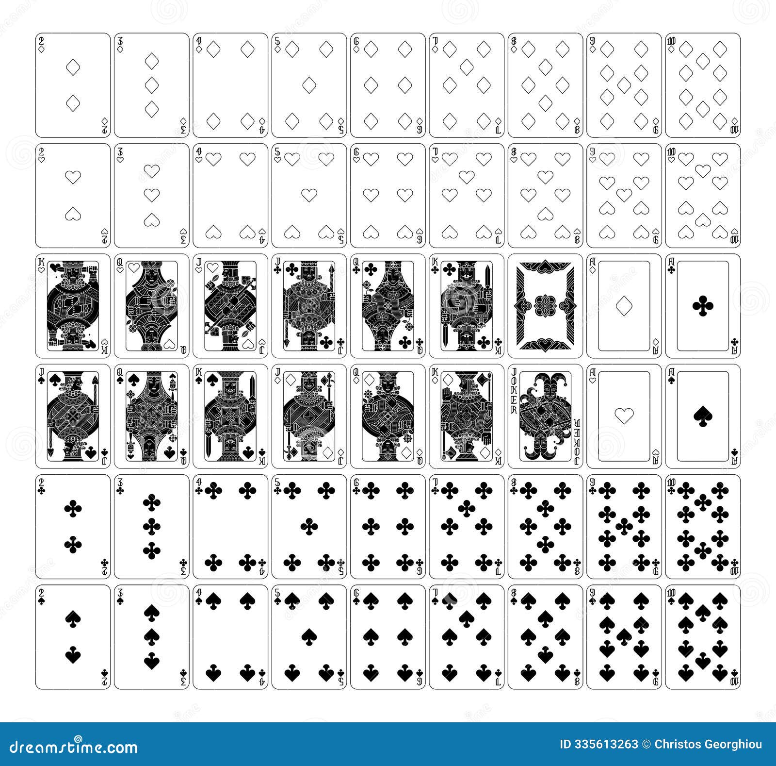 Playing Cards Full Deck Pack Card Designs Stock Illustration ...