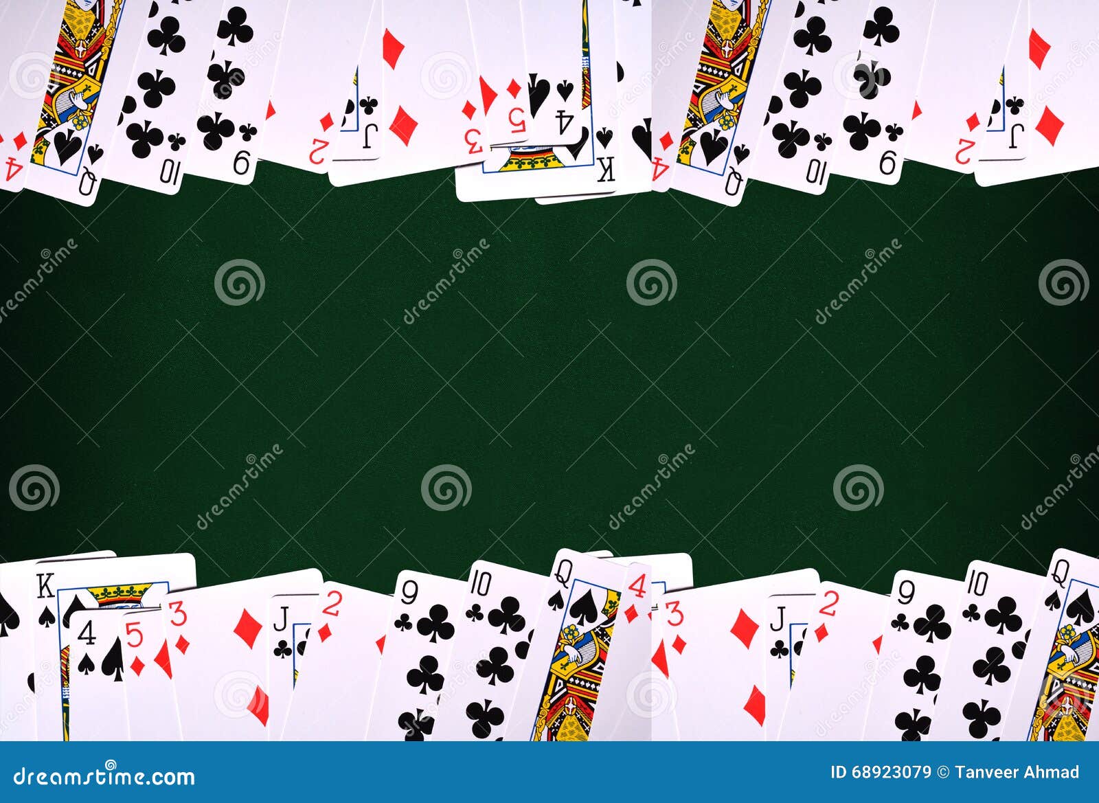 Playing Cards on Green Background with Copy Space Stock Illustration ...
