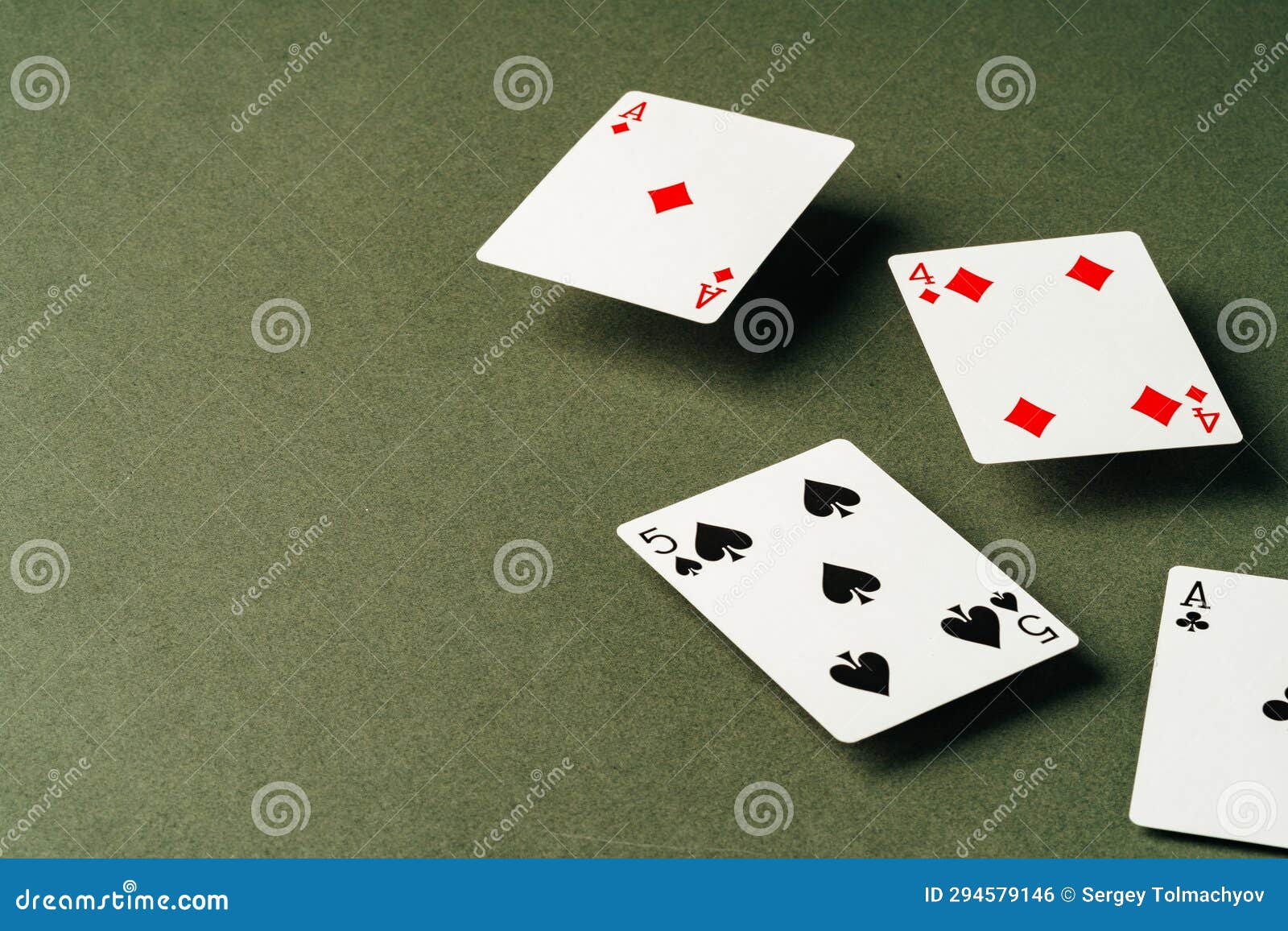 Playing Cards on Green Background Studio Shot Close Up Stock Photo ...