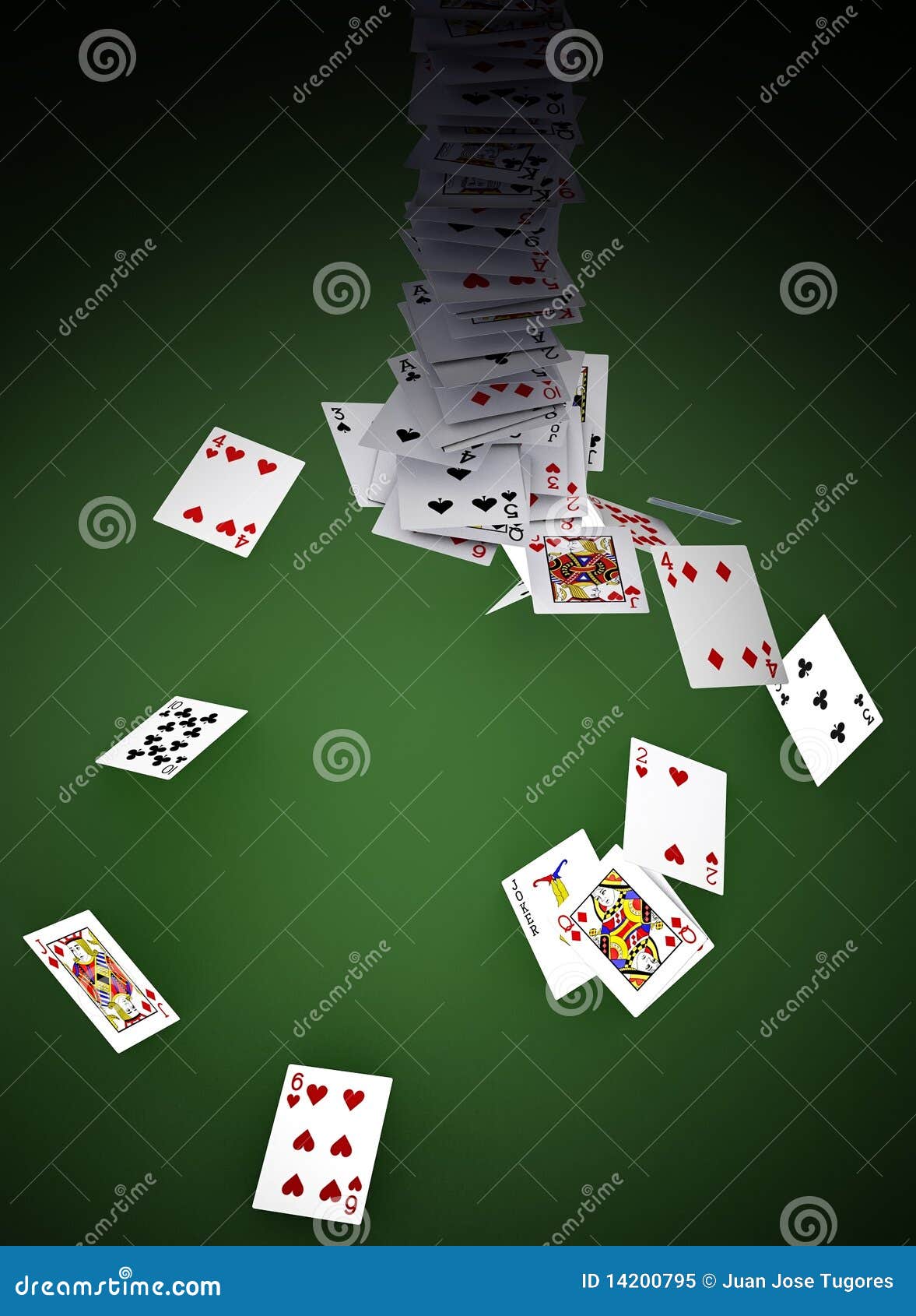 Playing Cards on Green Table Stock Illustration - Illustration of baize ...
