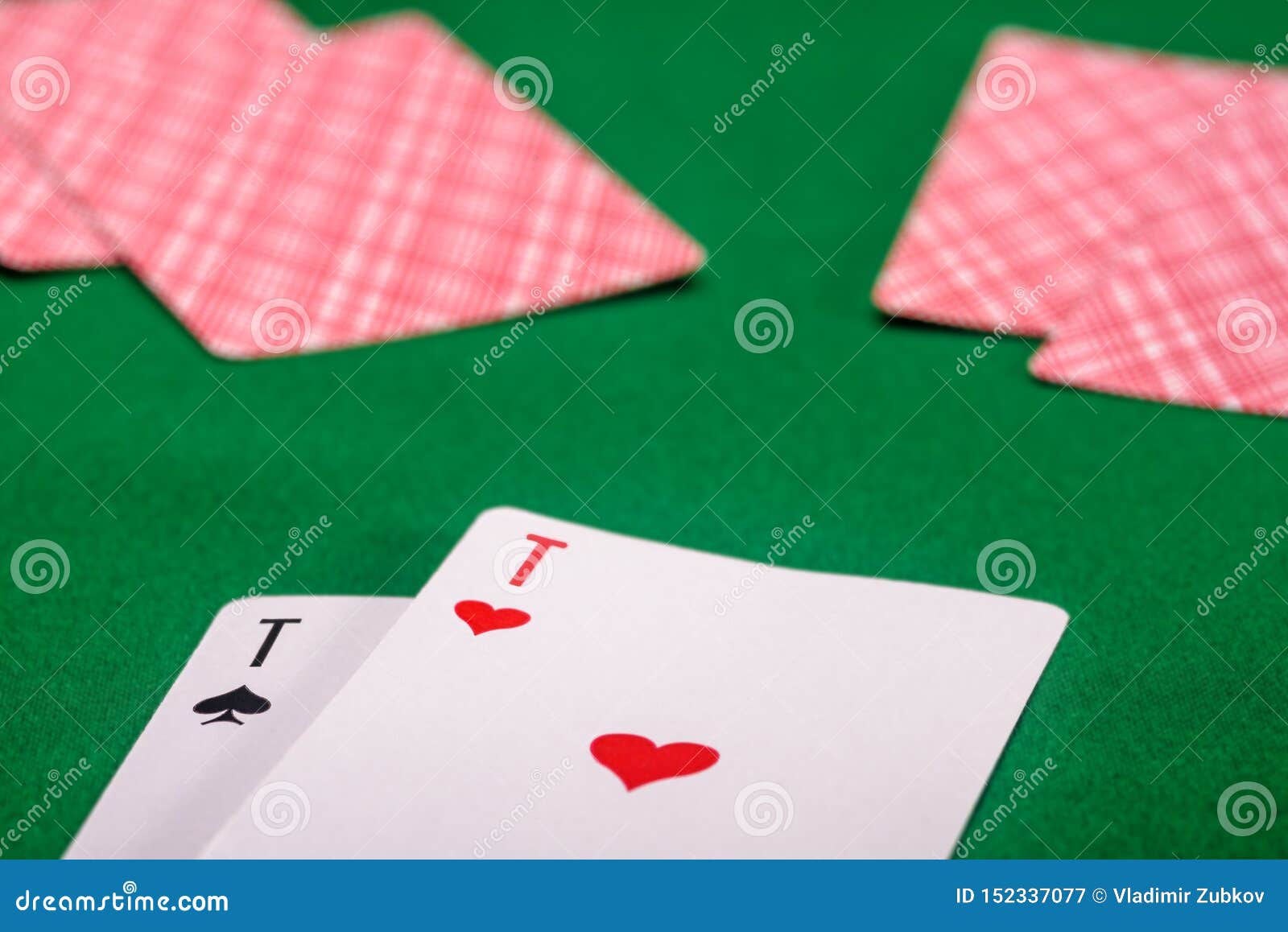 Playing Cards on the Green Table Stock Image - Image of play, lucky ...