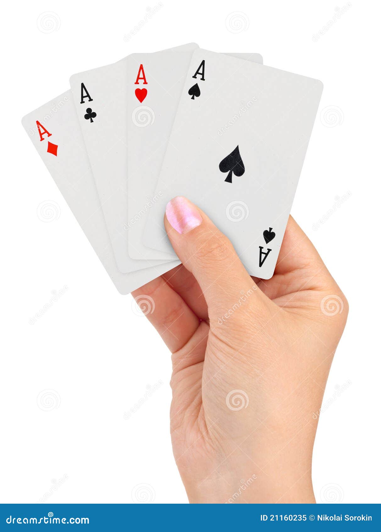 Playing cards in hand stock image. Image of deck, four - 21160235