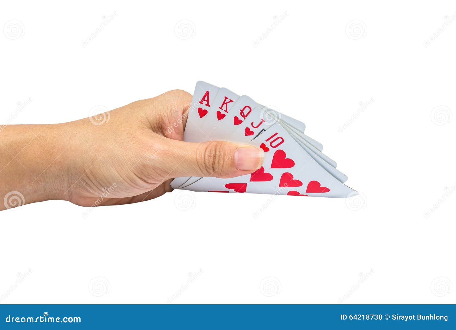 Playing Cards in Hand Isolated on White Background Stock Photo - Image ...